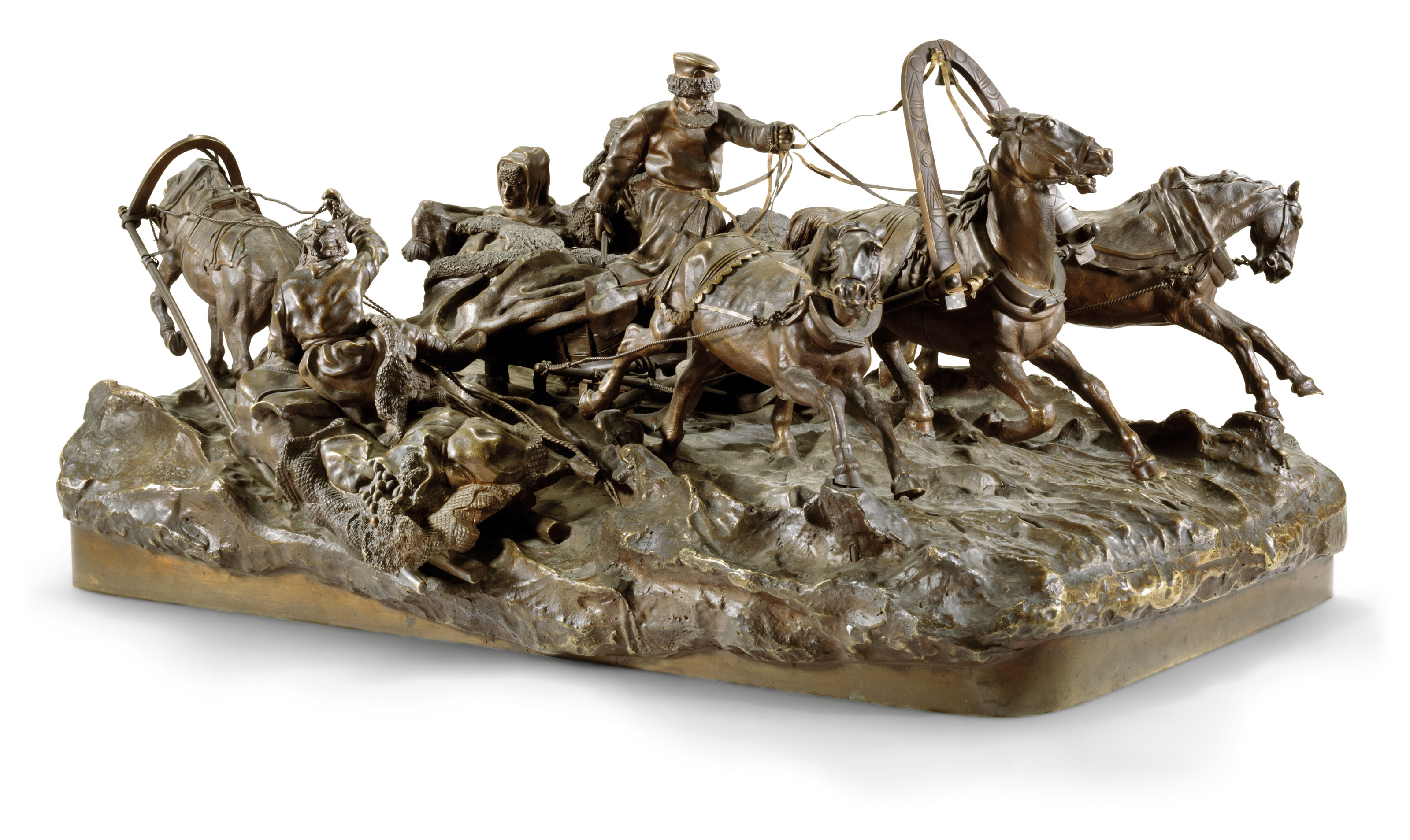 A BRONZE MODEL OF A TROIKA, CAST BY WOERFFEL, AFTER THE MODEL BY ...