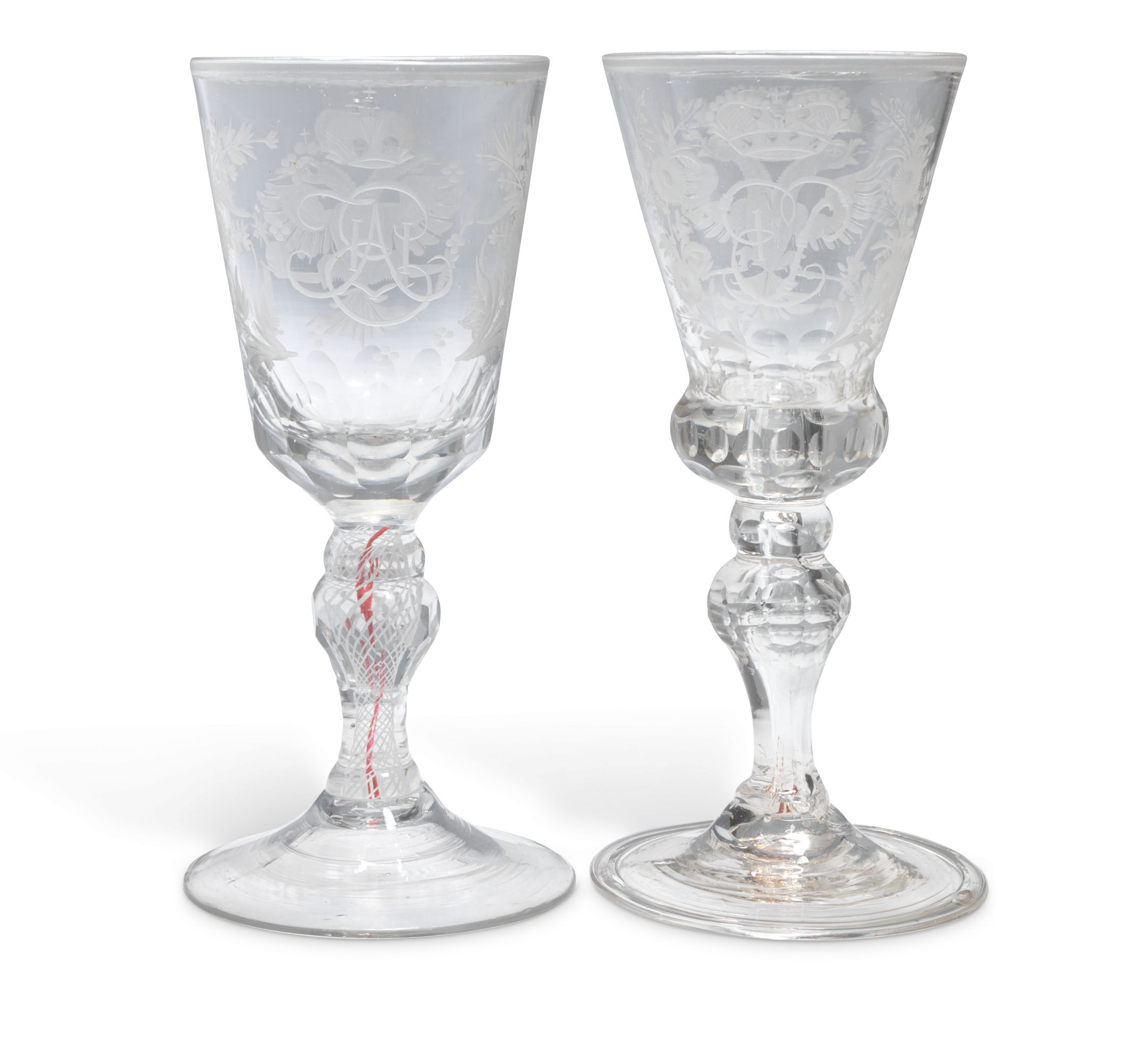 TWO GLASS GOBLETS, BY THE IMPERIAL GLASS FACTORY, ST PETERSBURG, SECOND ...