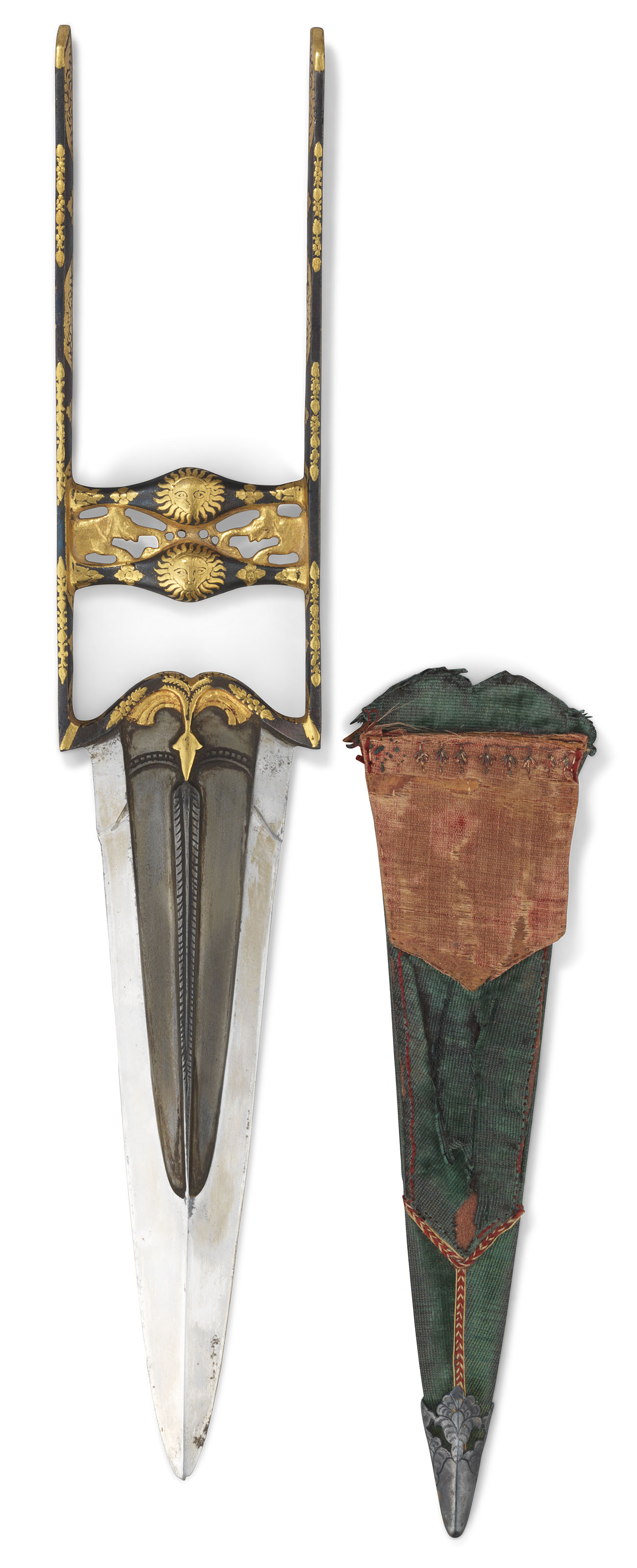 A GOLD-DAMASCENED PUSH DAGGER (KATAR) MUGHAL INDIA, 19TH CENTURY ...