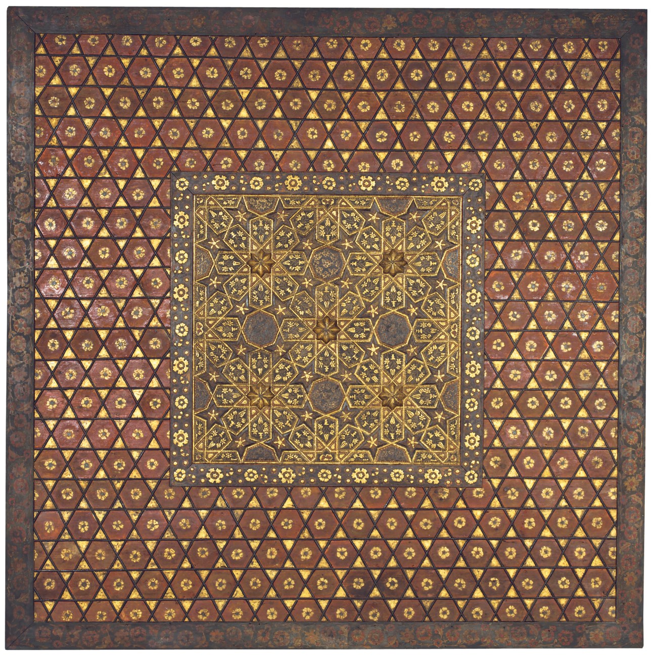 A CARVED AND PAINTED OTTOMAN WOODEN CEILING, TURKEY, 16TH OR FIRST HALF ...