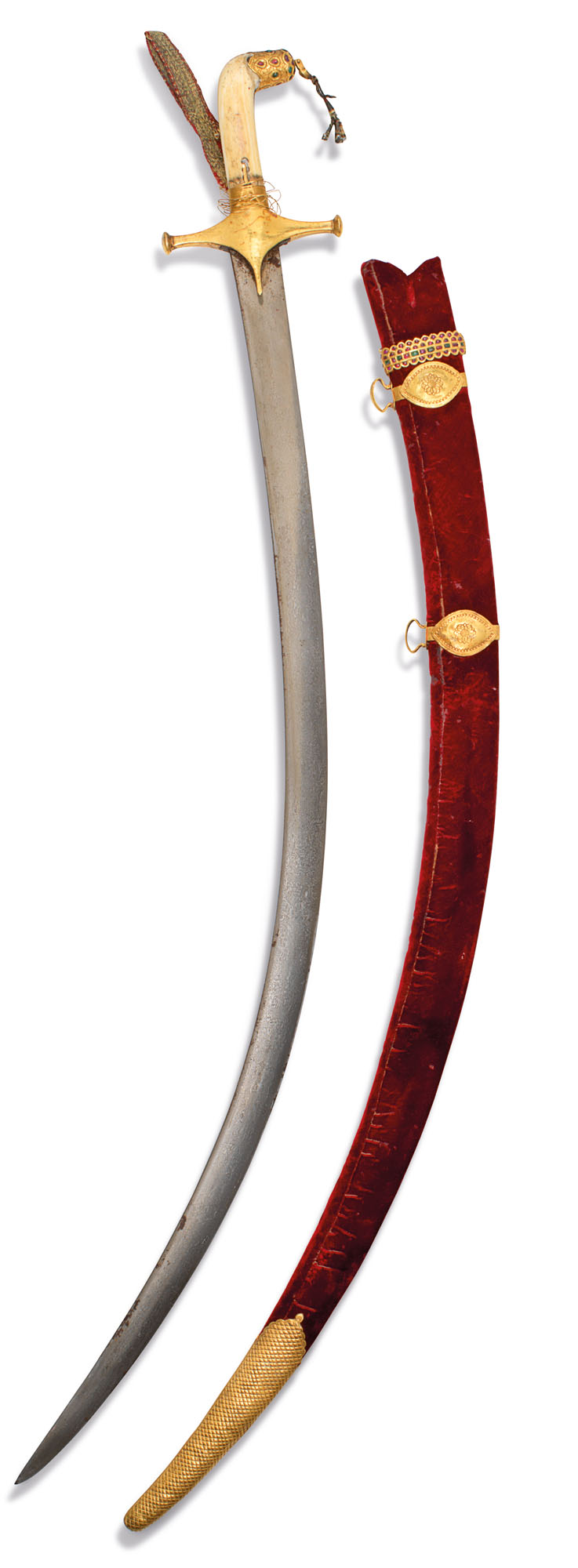 AN IVORY-HILTED AND GEM-SET SWORD (SHAMSHIR)