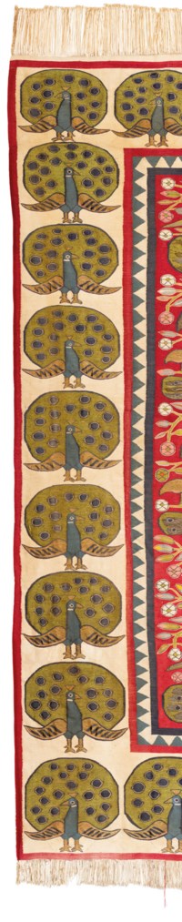 AN UNUSUAL PICTORIAL INDIAN DHURRIE, NORTH INDIA, LATE 19TH CENTURY ...