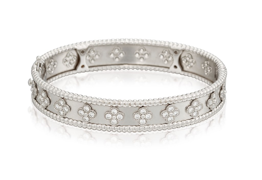 DIAMOND 'PERLÉE CLOVER' BANGLE, VAN CLEEF & ARPELS, | Christie’s