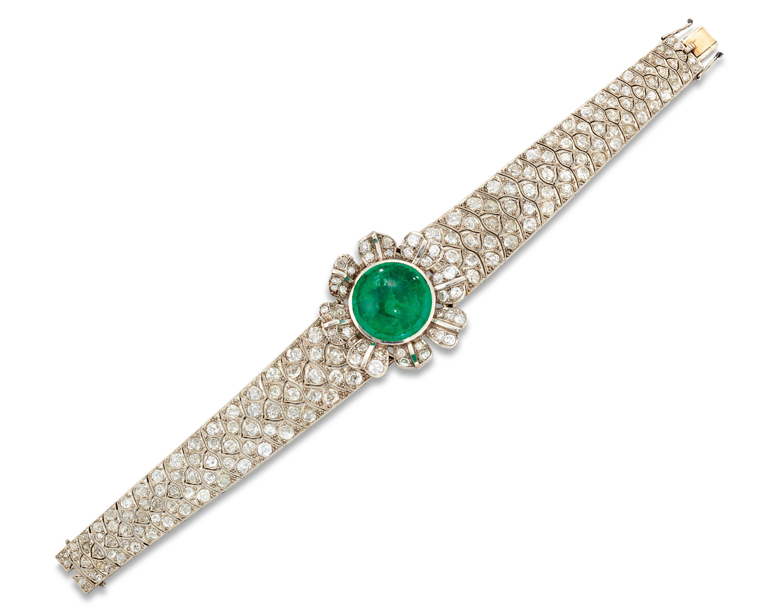 MID-20TH CENTURY EMERALD AND DIAMOND BRACELET/WATCH, | Christie’s