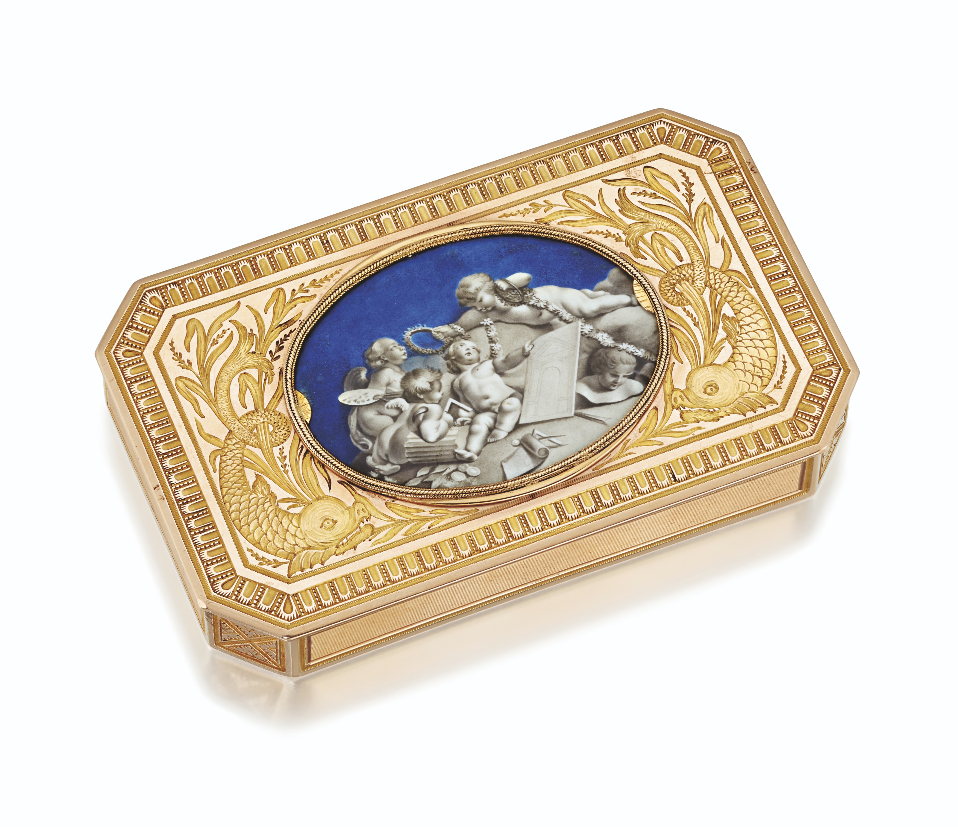 AN AUSTRIAN GOLD SNUFF-BOX SET WITH A MINIATURE, WITH UNIDENTIFIED ...