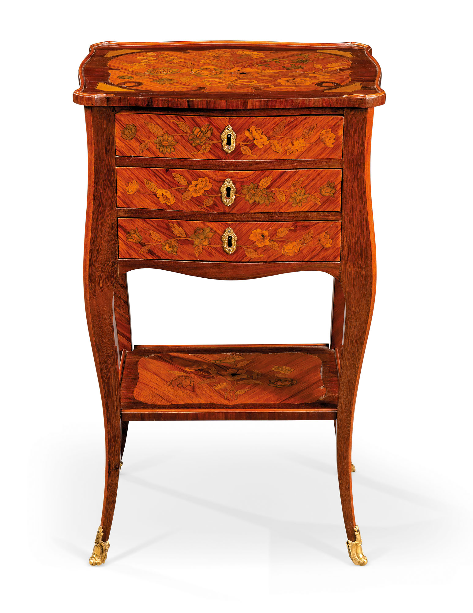 A LOUIS XV ORMOLU-MOUNTED TULIPWOOD, AMARANTH AND STAINED FRUITWOOD ...
