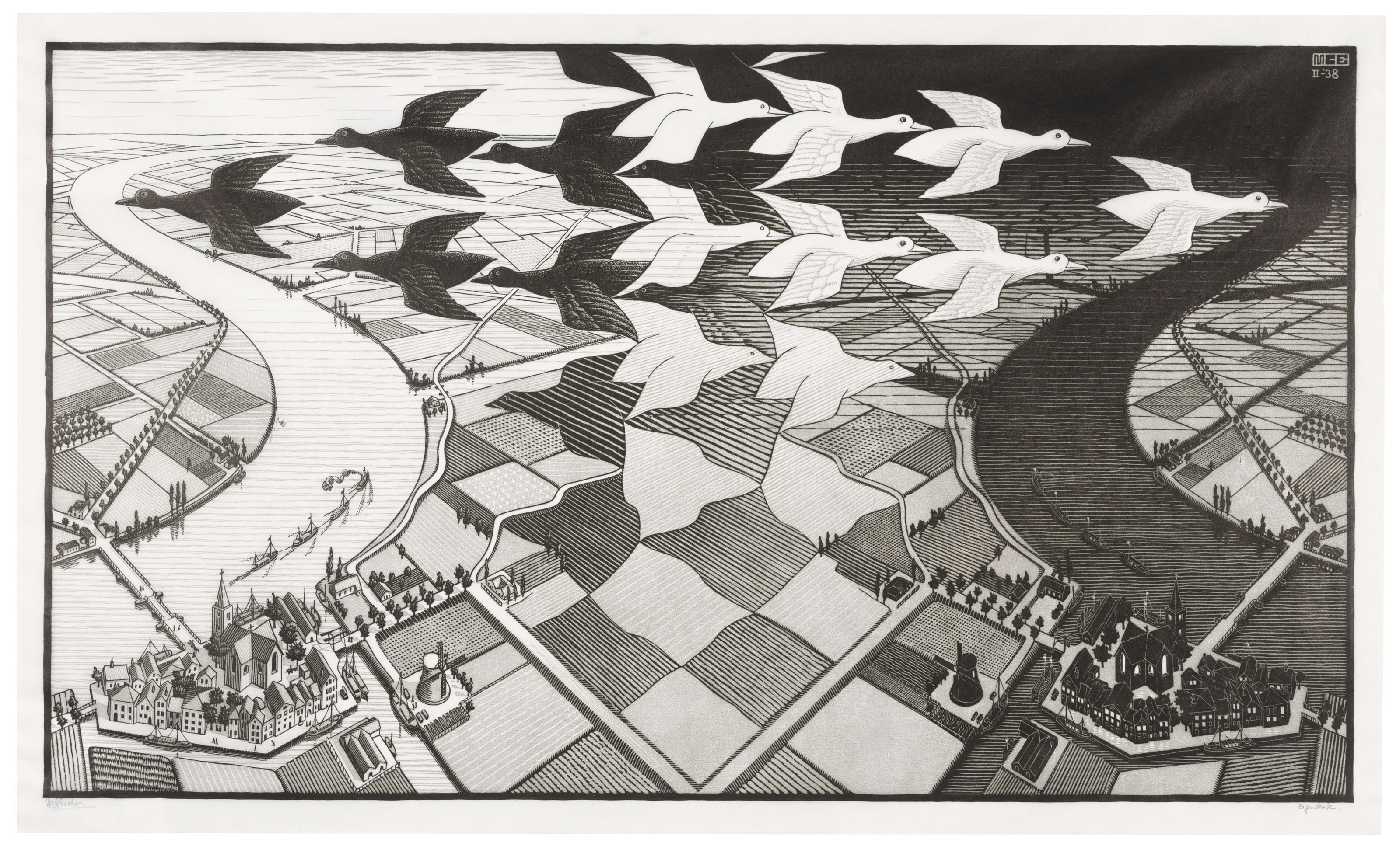MAURITS CORNELIS ESCHER (1898-1972), Day and Night | Christie’s