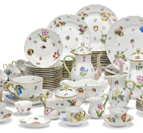 A HEREND PORCELAIN 'FRUITS AND FLOWERS' PATTERN PART TABLE-SERVICE ...