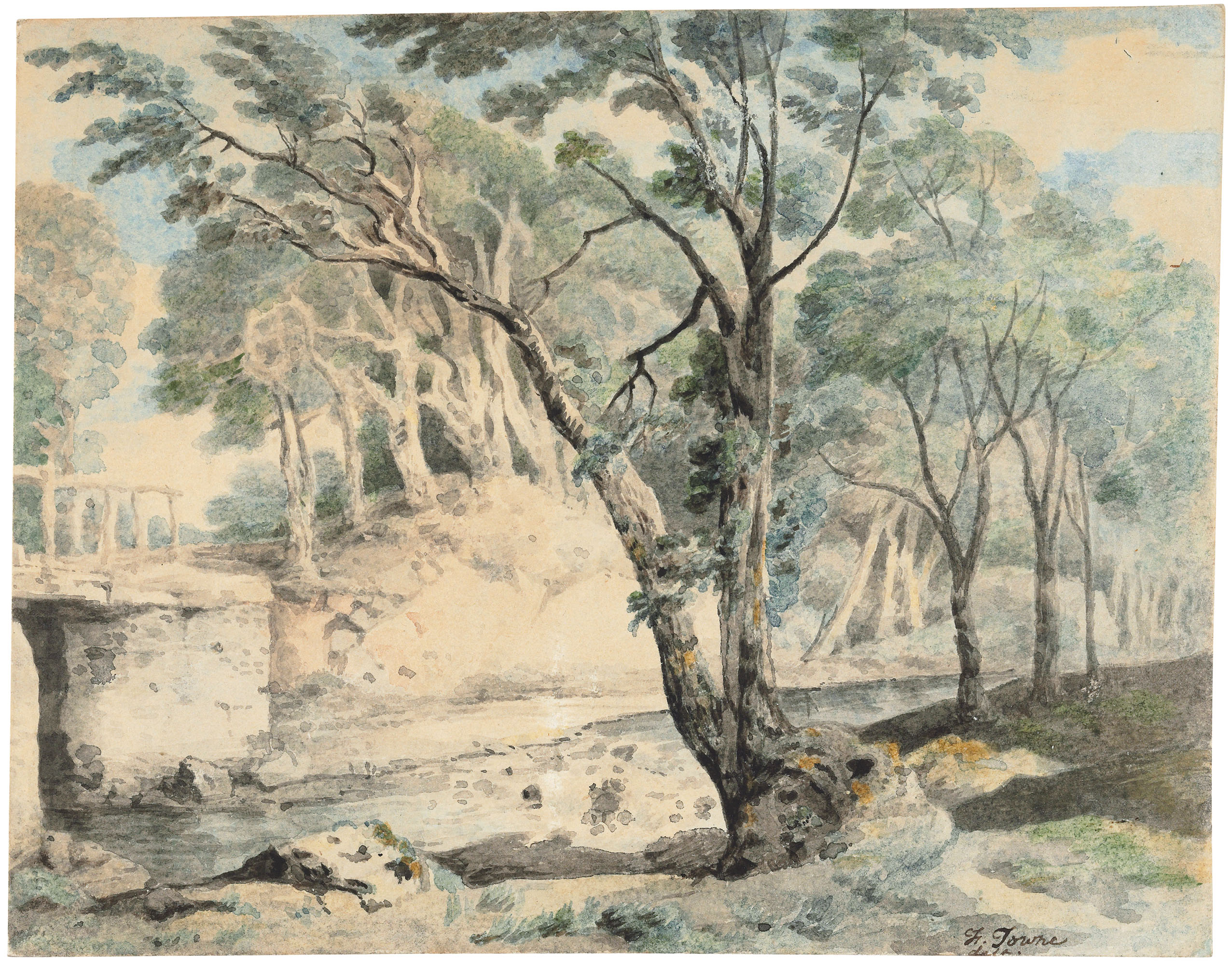 FRANCIS TOWNE (MIDDLESEX 1739-1816 LONDON), A view in Werrington Park ...