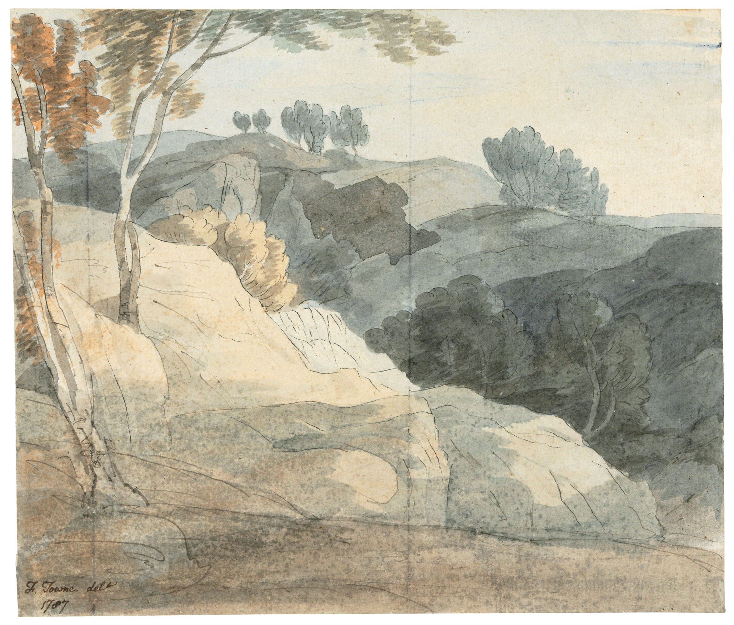 FRANCIS TOWNE (MIDDLESEX 1739-1816 LONDON), View of the waterfall at ...