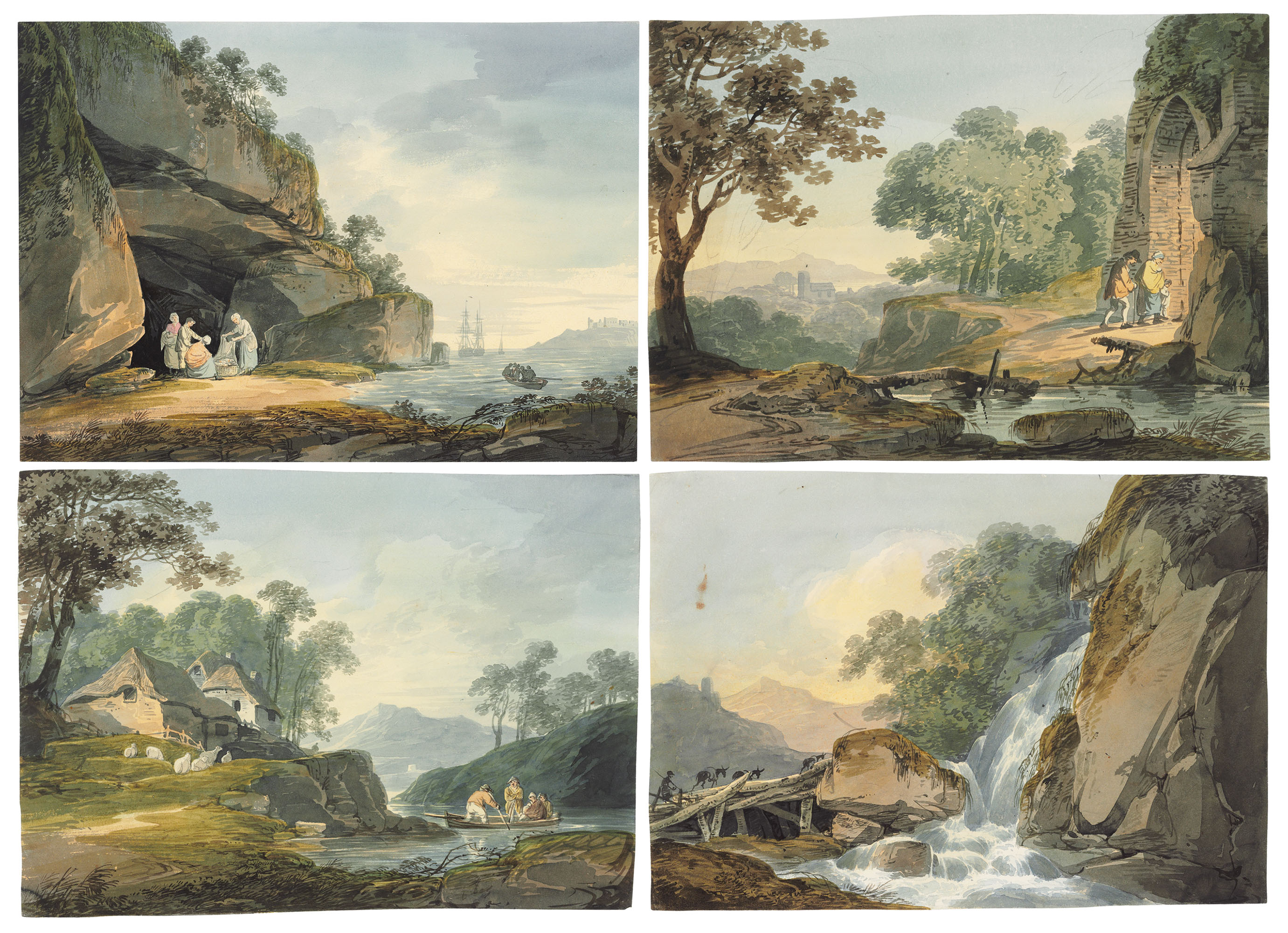 WILLIAM PAYNE, O.W.S. (LONDON 1754-1833), Four landscape studies ...