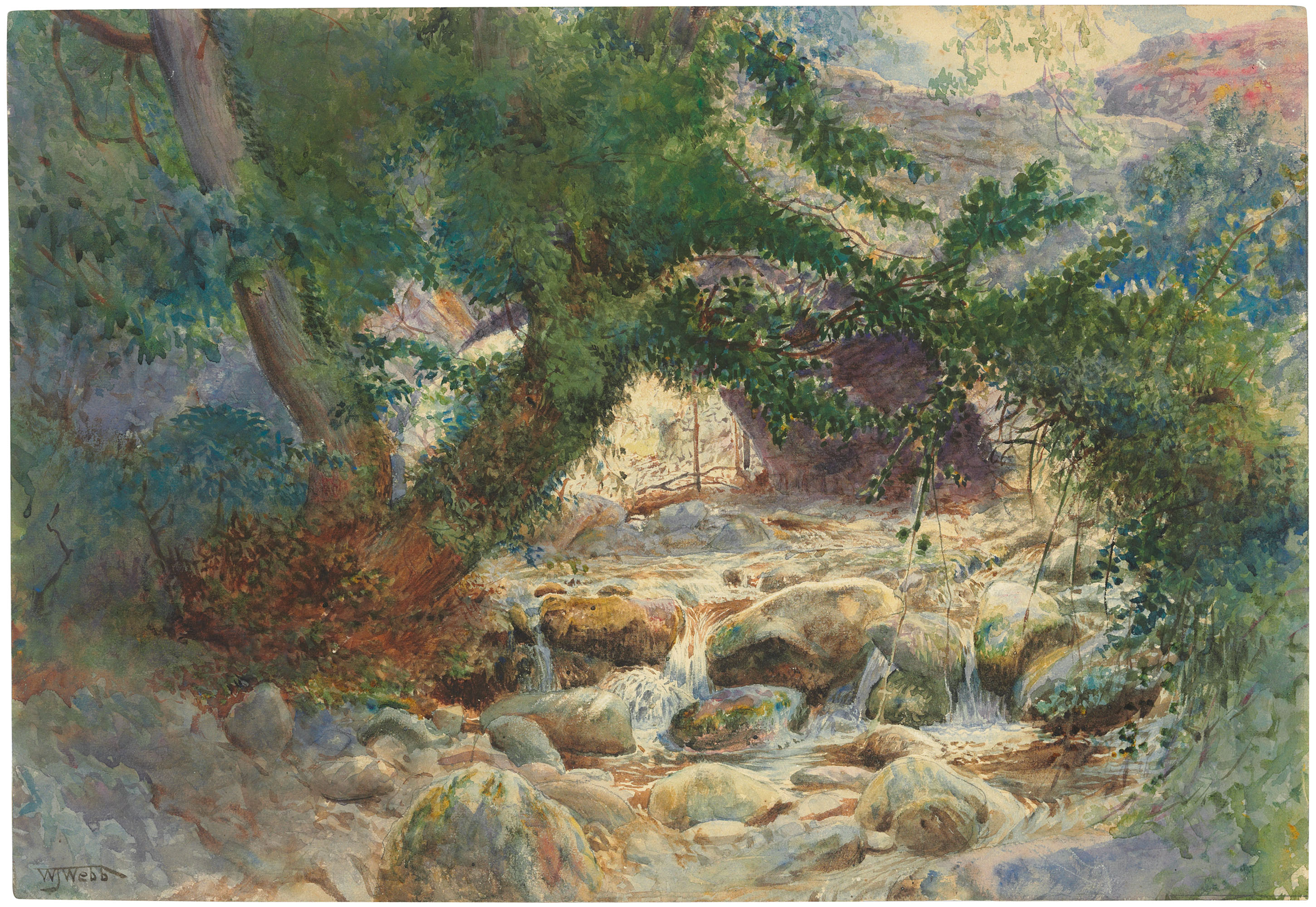 WILLIAM JAMES WEBBE (REDRUTH 1817-1904 LONDON[?]), Rocks and a stream ...