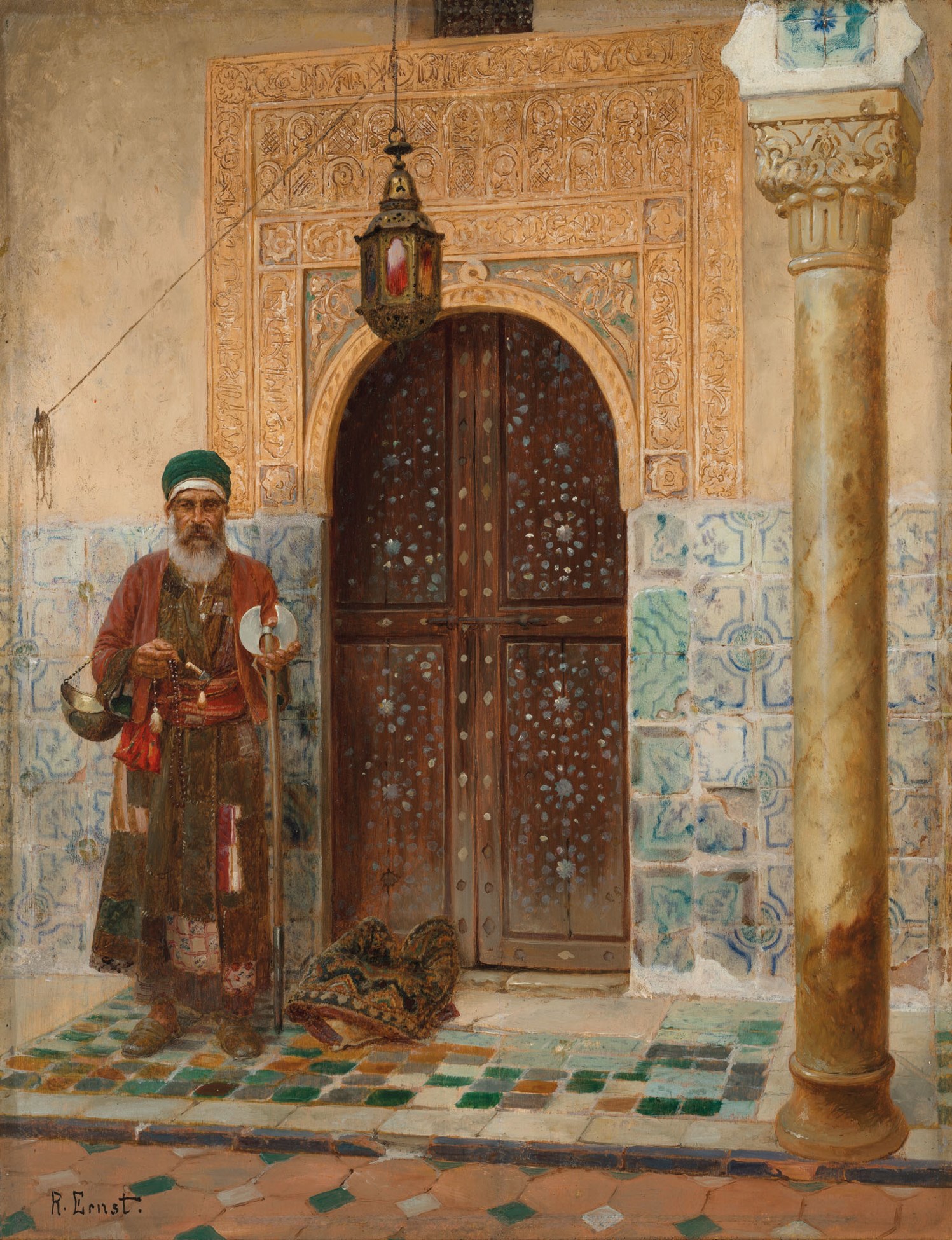 Rudolf Ernst (Austrian, 1854-1932), A holy man by an entrance | Christie's
