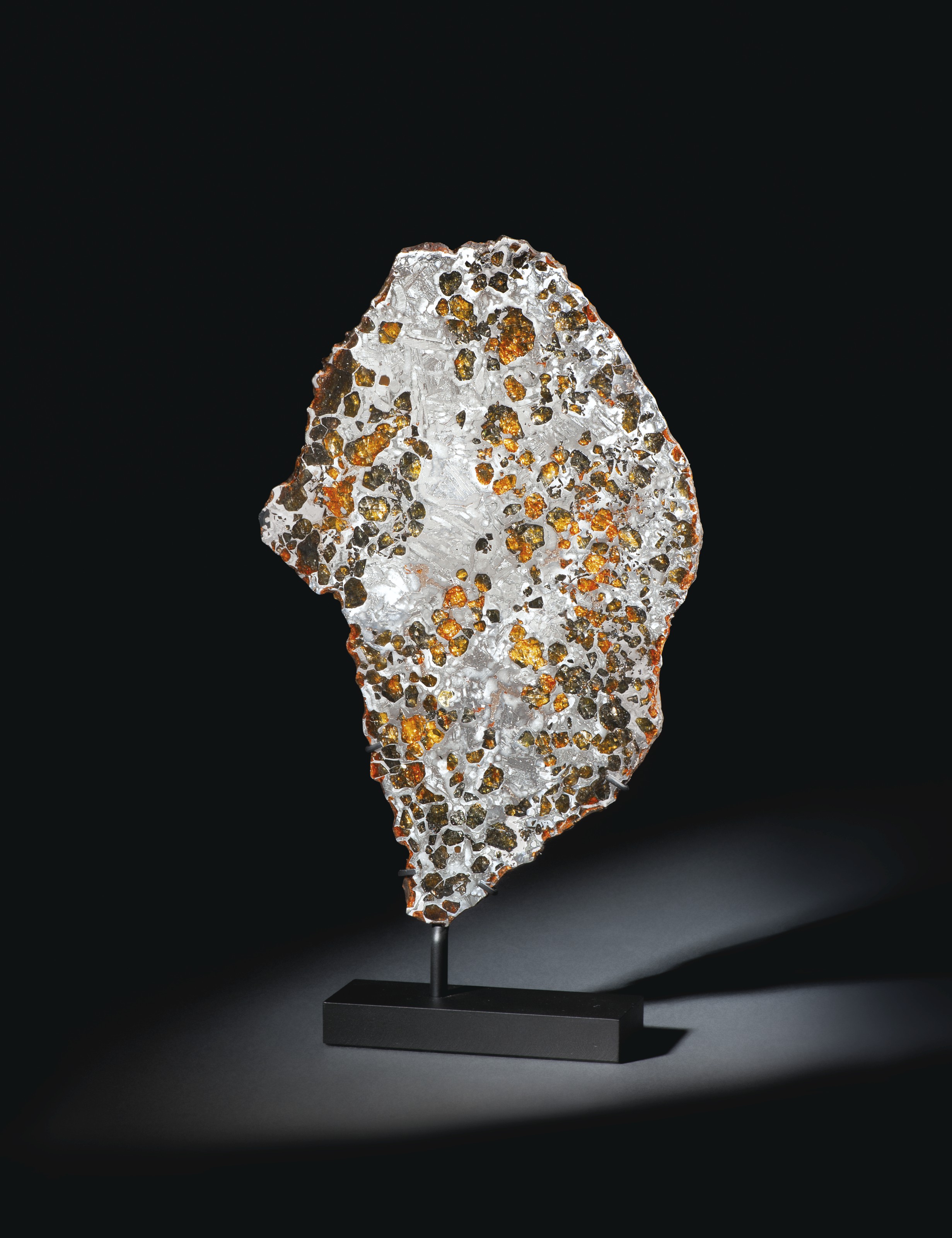 EXTRATERRESTRIAL GEMSTONES IN METALLIC MATRIX — COMPLETE SLICE OF A ...