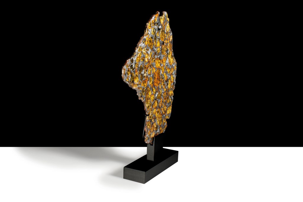 EXTRATERRESTRIAL PERIDOT IN COMPLETE SLICE OF AN IMILAC PALLASITE ...