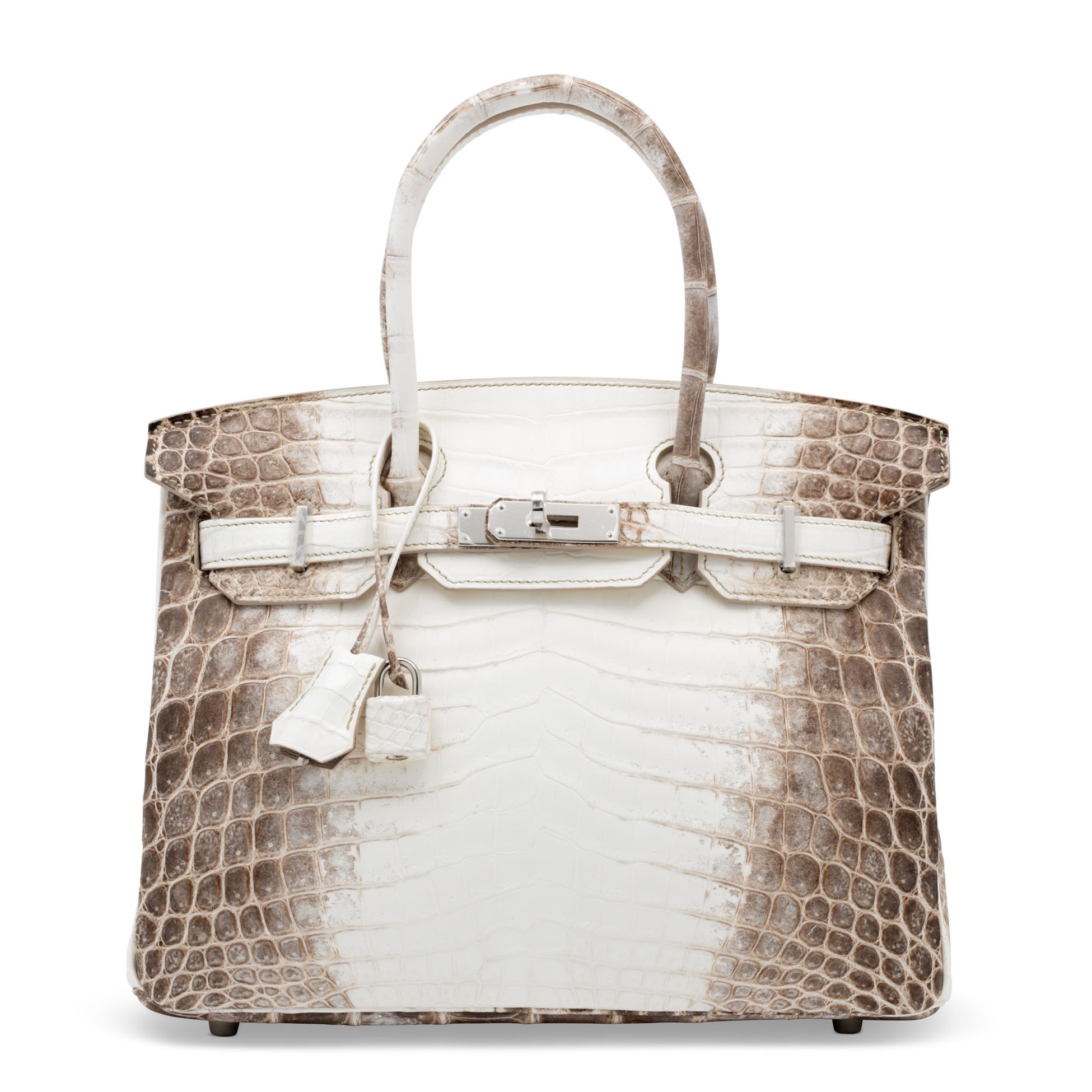A RARE, MATTE WHITE HIMALAYA NILOTICUS CROCODILE BIRKIN 30 WITH ...