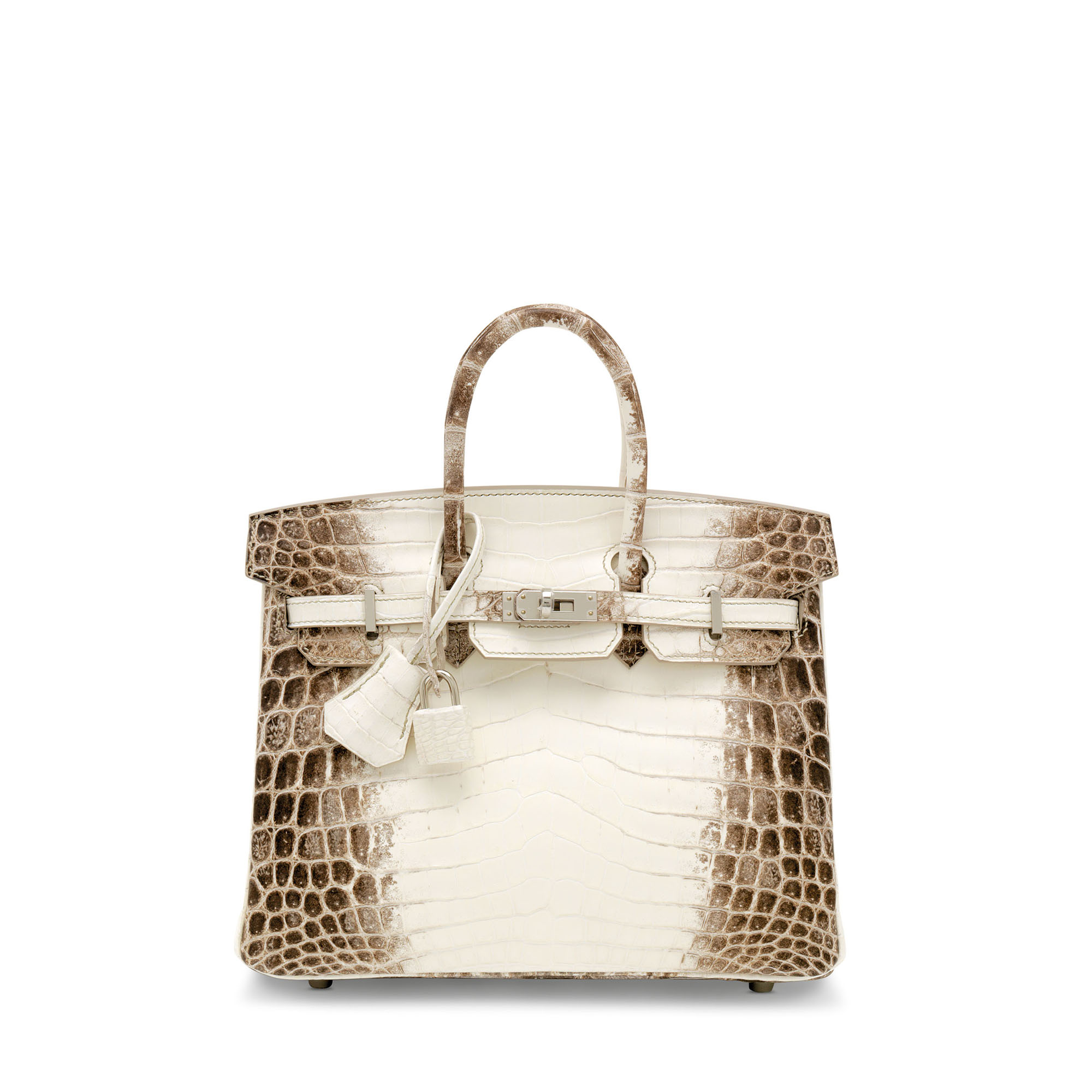 A RARE, MATTE WHITE HIMALAYA NILOTICUS CROCODILE BIRKIN 25 WITH ...