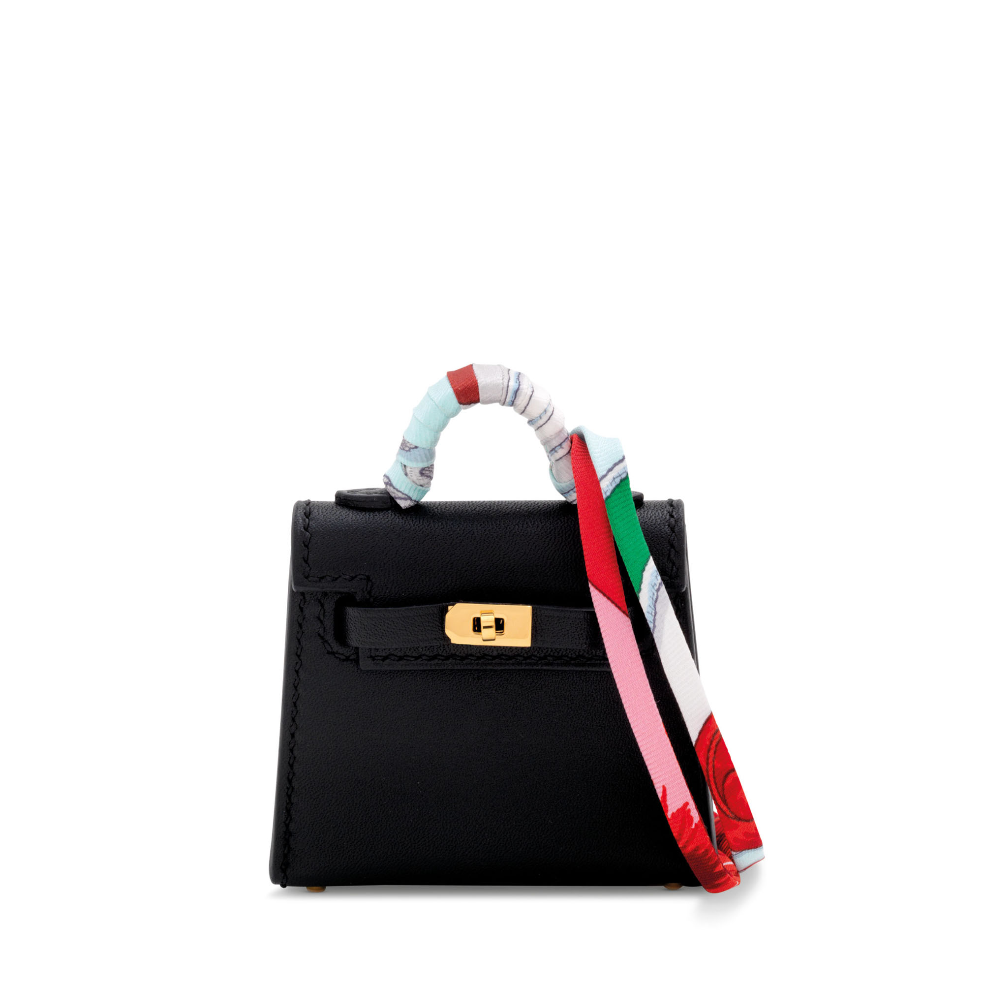A BLACK SWIFT LEATHER MICRO KELLY TWILLY CHARM WITH GOLD HARDWARE ...