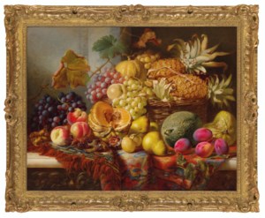 William Duffield (1816-1863), Still life of fruit on a draped table ...