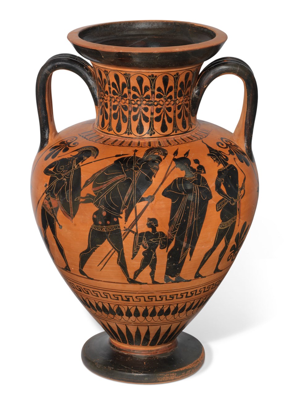 AN ATTIC BLACK-FIGURED AMPHORA, MANNER OF THE ANTIMENES PAINTER, CIRCA ...