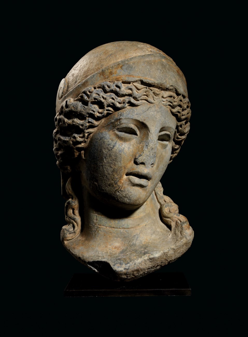A MONUMENTAL ROMAN GREY MARBLE HEAD OF MINERVA, CIRCA LATE 2ND CENTURY ...