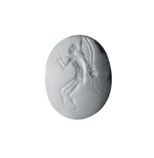 A ROMAN ROCK CRYSTAL RINGSTONE WITH A PYGMY CARRYING A CICADA