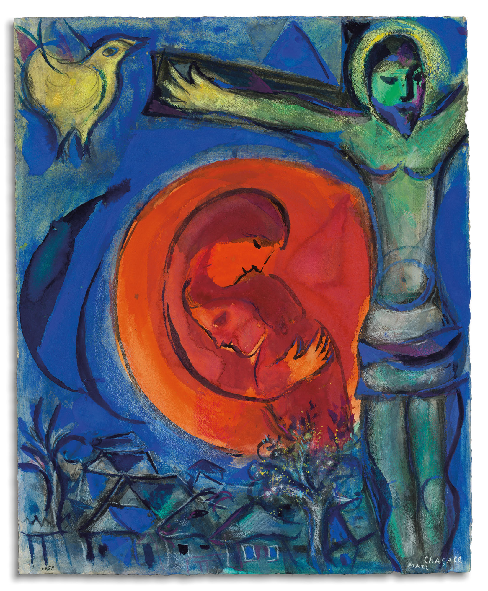 MARC CHAGALL (1887-1985), Christ au couple en rouge | Christie’s