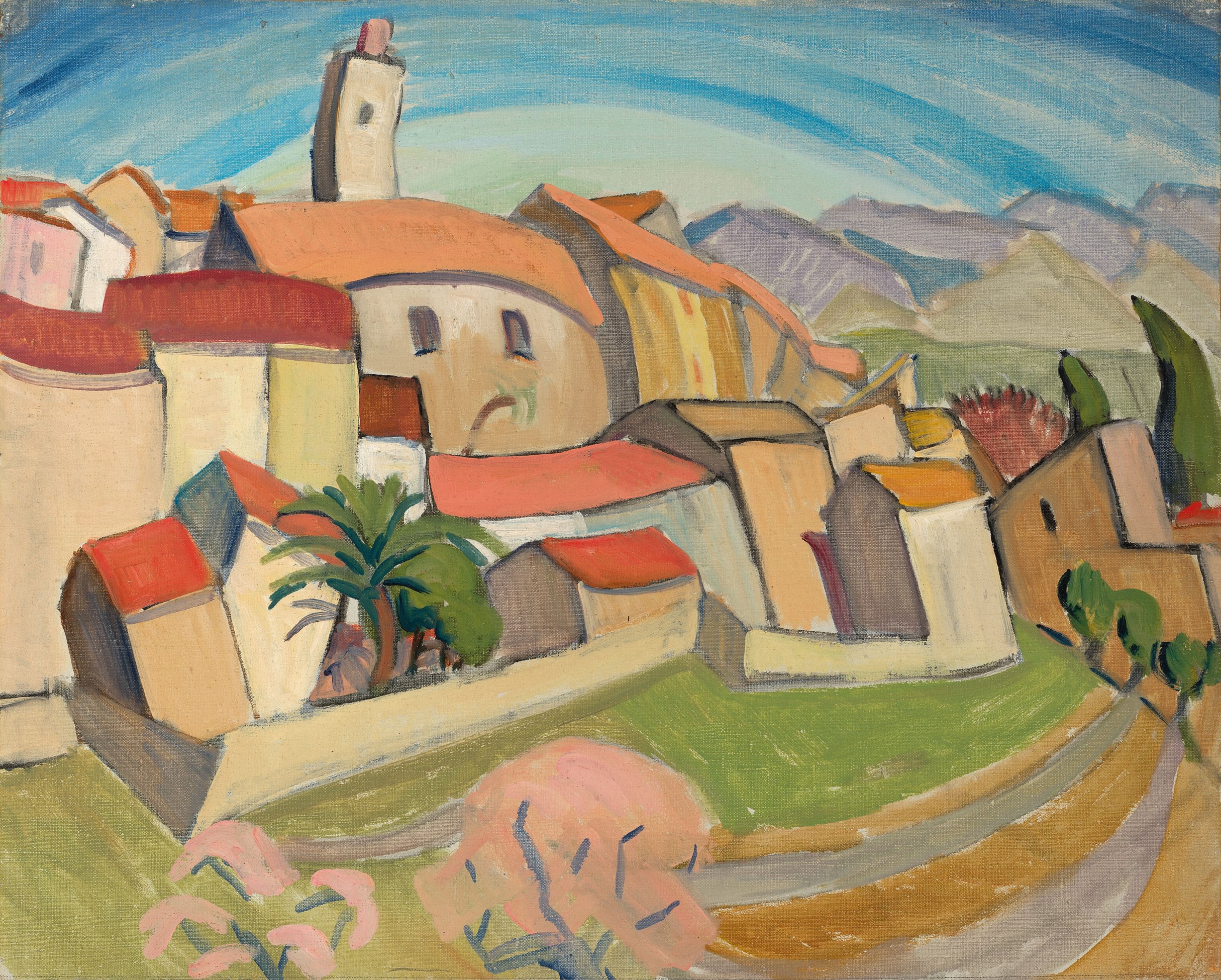 Mary Swanzy, H.R.H.A. (1882-1978), Pink-roofed town, France | Christie's