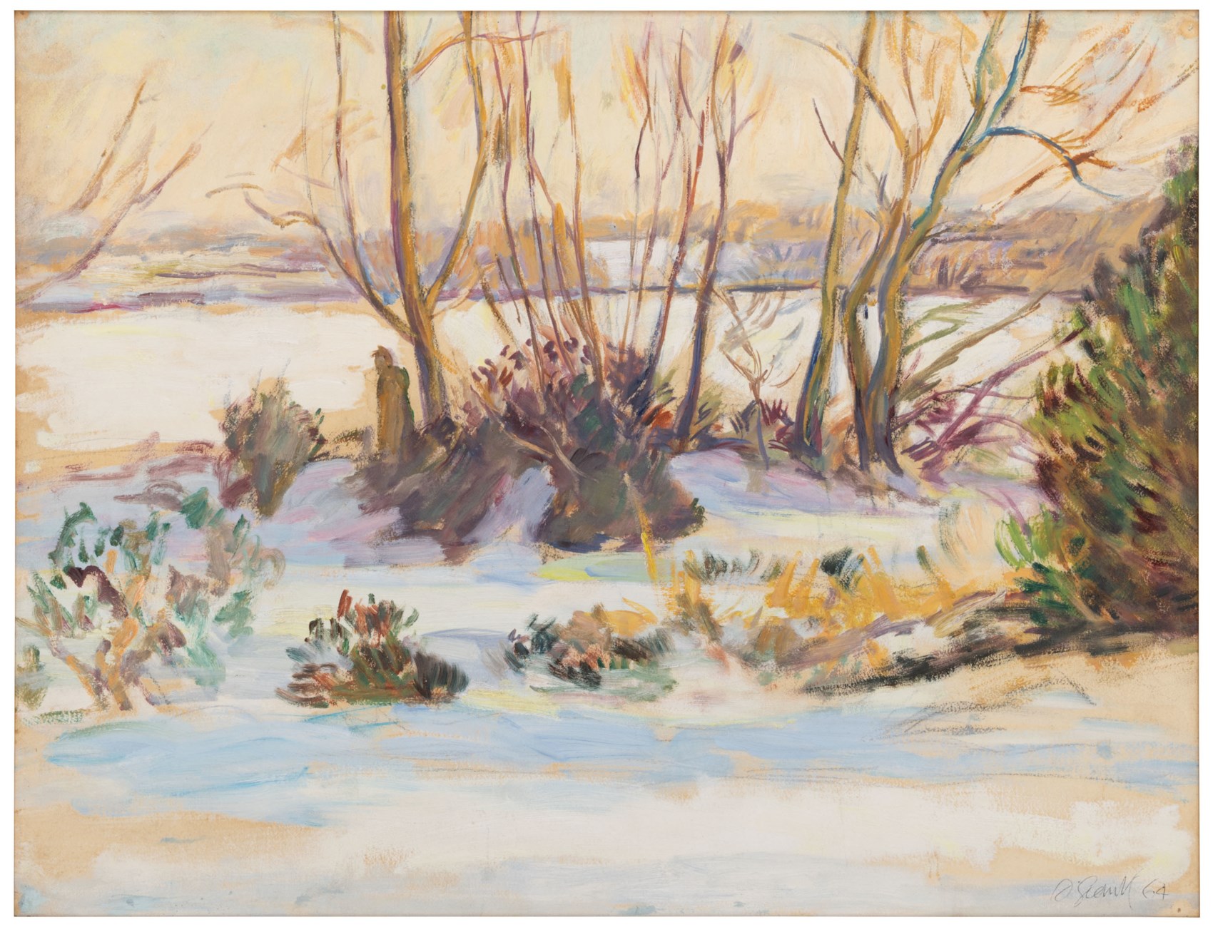 Duncan Grant (1885-1978), The Pond in Winter Snow at Charleston ...