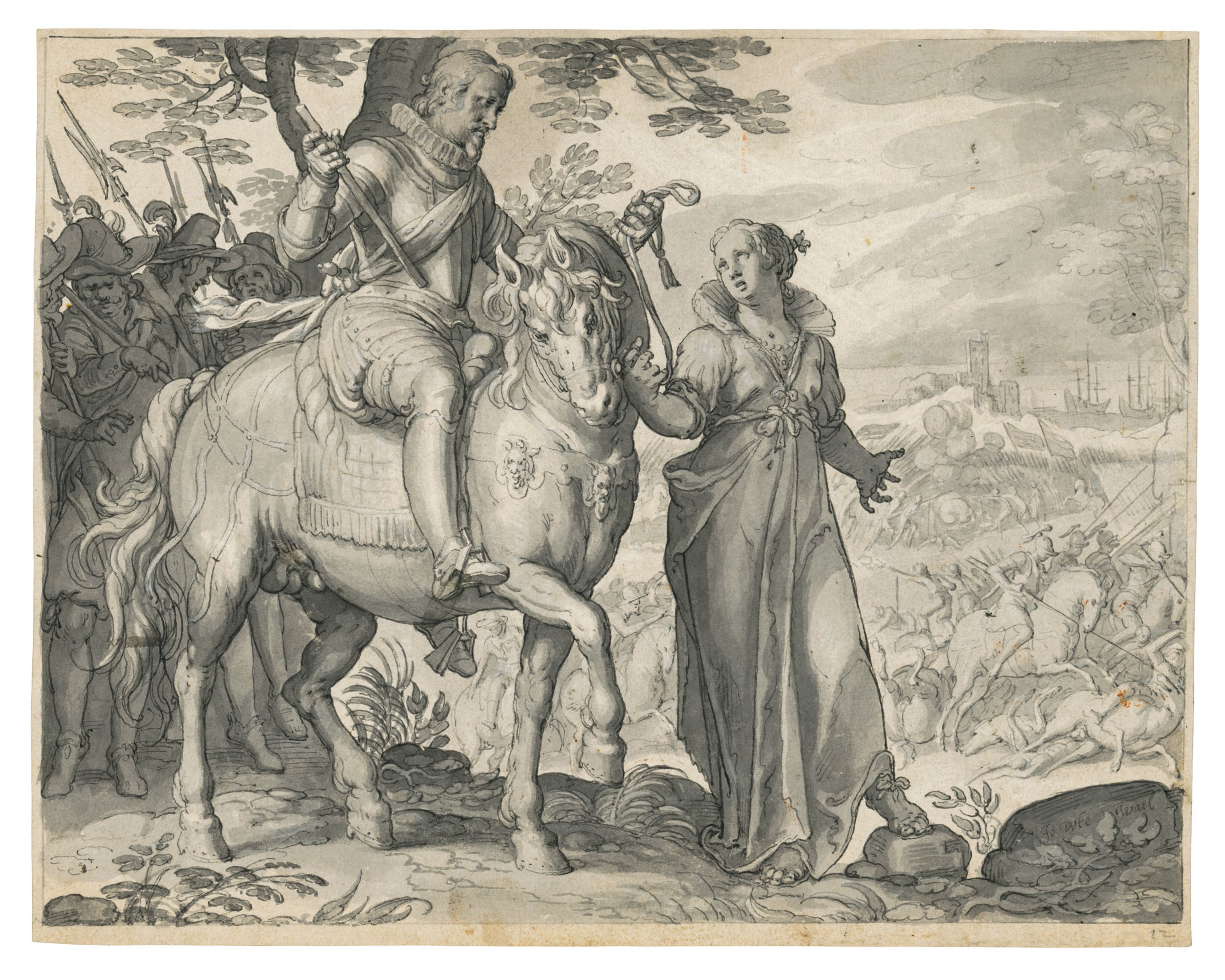 Joachim Wtewael (Utrecht 1566-1638), The Dutch maiden leading the ...