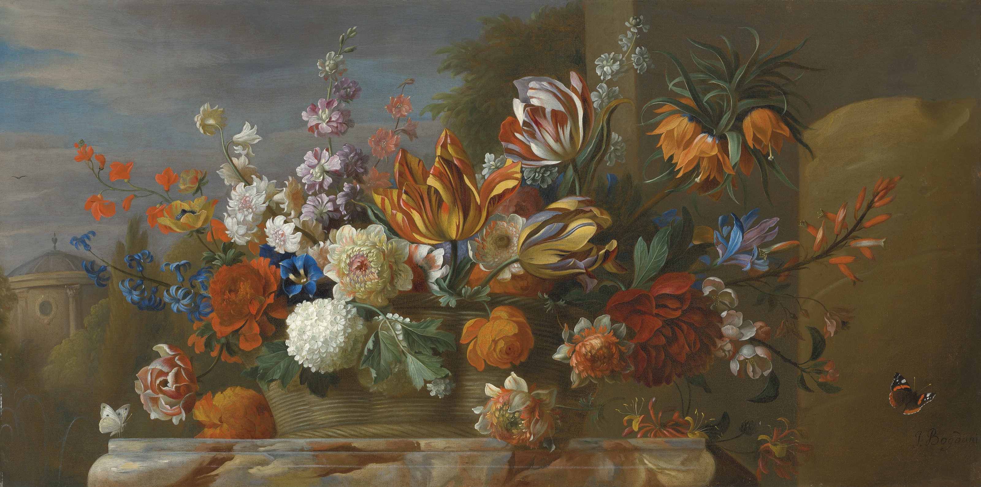 JACOB BOGDANI (EPERJES 1660-1724 LONDON), Tulips, peonies and other ...