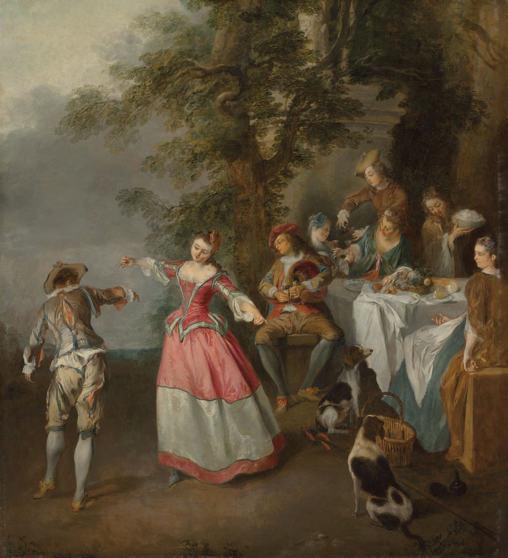 NICOLAS LANCRET(PARIS 1690-1743), Fête champêtre with a dancing couple ...