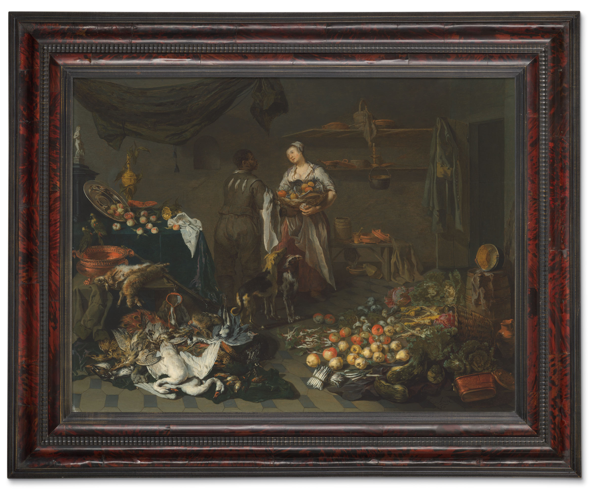 JAN VAN KESSEL (ANTWERP 1620-1661), A kitchen interior with a maid and ...