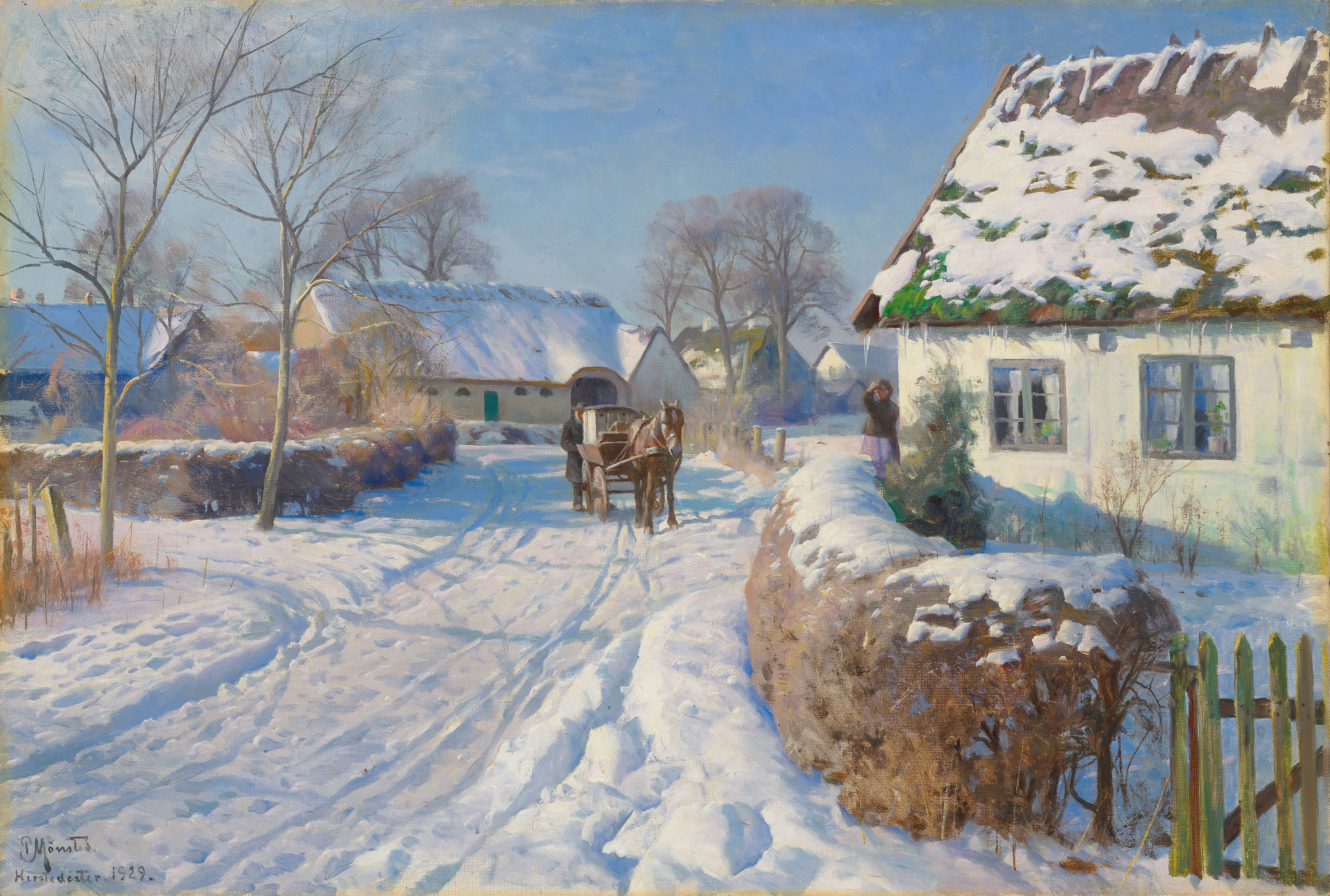 PEDER MØRK MØNSTED (DANISH, 1859-1941), A village in the snow | Christie’s