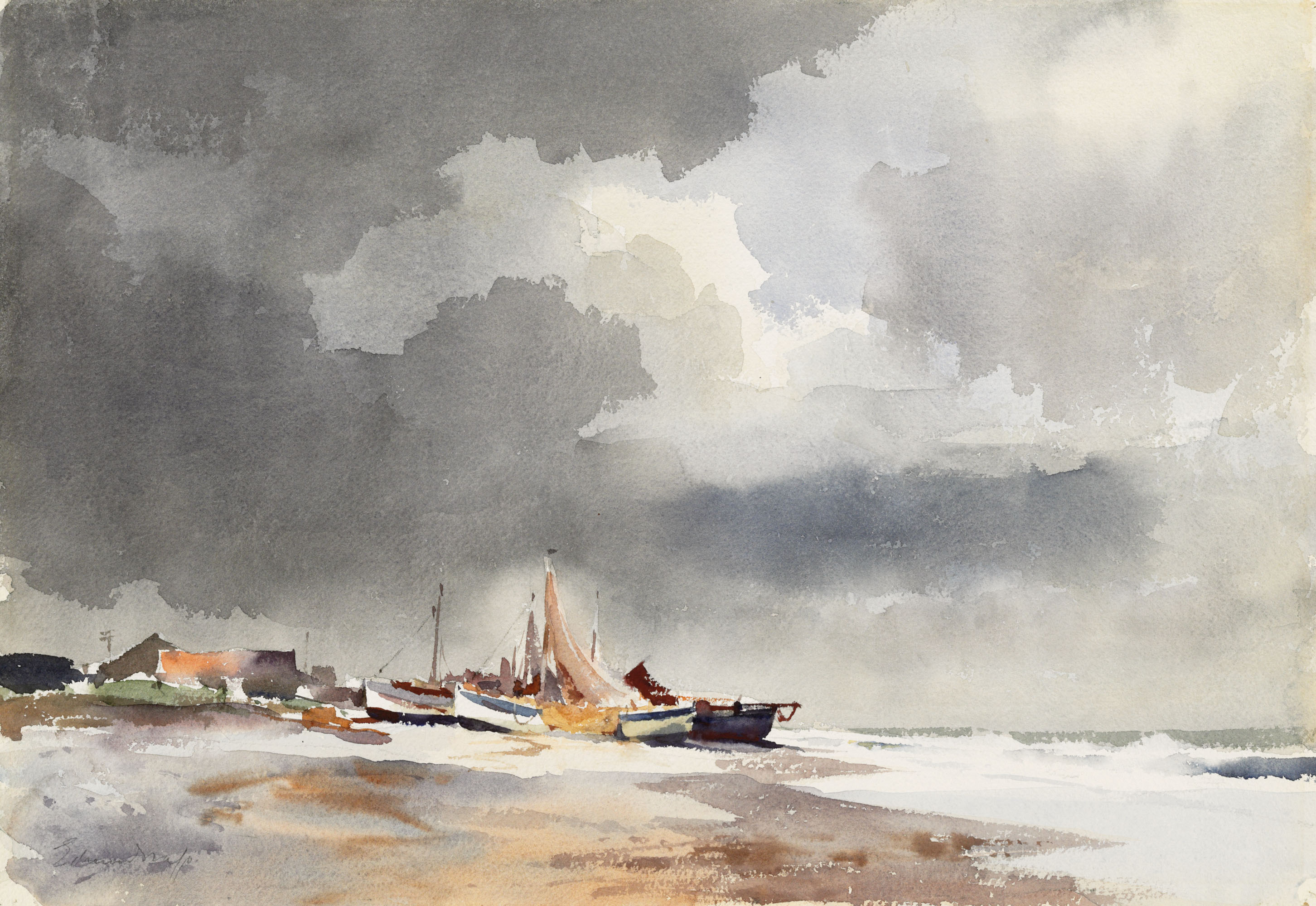EDWARD SEAGO, R.W.S., R.B.A. (BRITISH, 1910-1974), Longshore fishing ...
