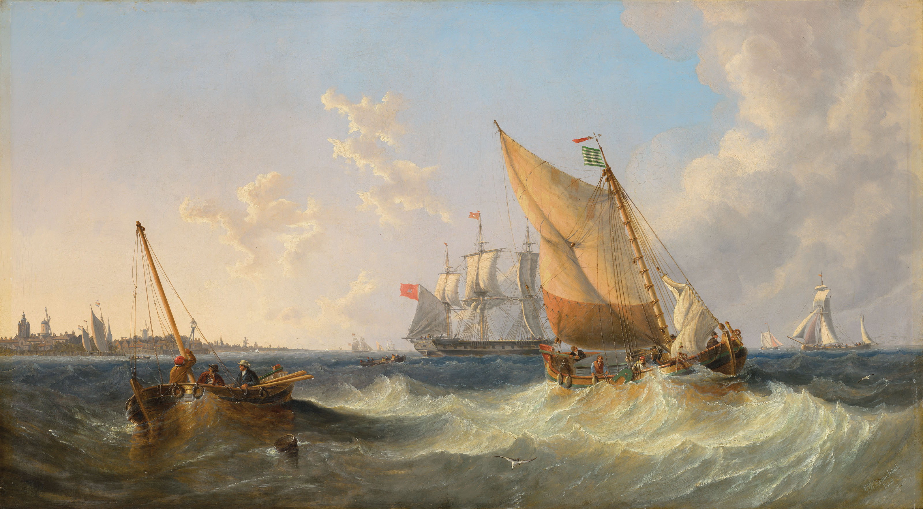 JOHN WILSON CARMICHAEL (BRITISH, 1800-1868), A blustery day on the ...