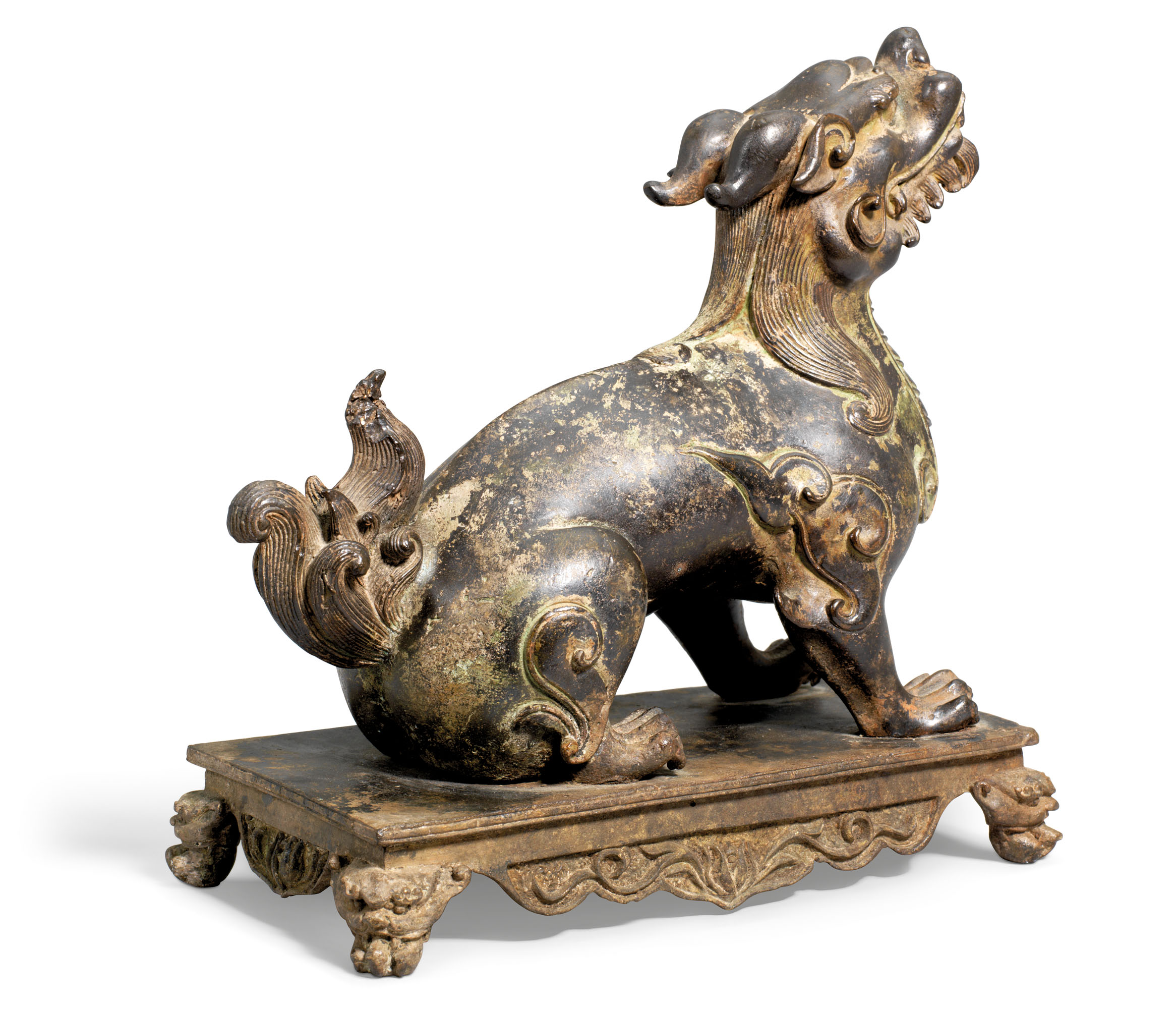 A BRONZE FIGURE OF A QILIN