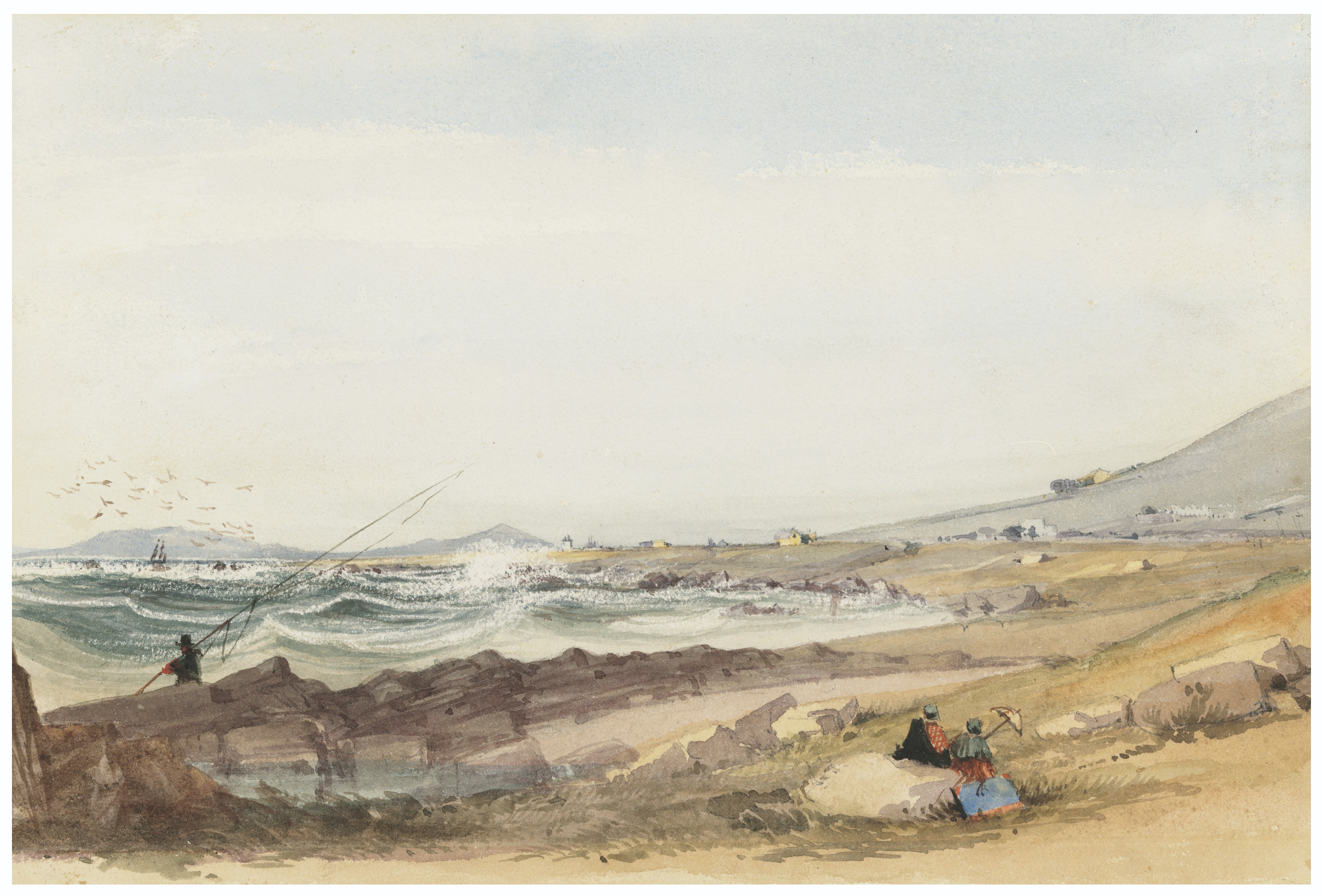Thomas William Bowler (1812-1869), The artist fishing at Green Point ...