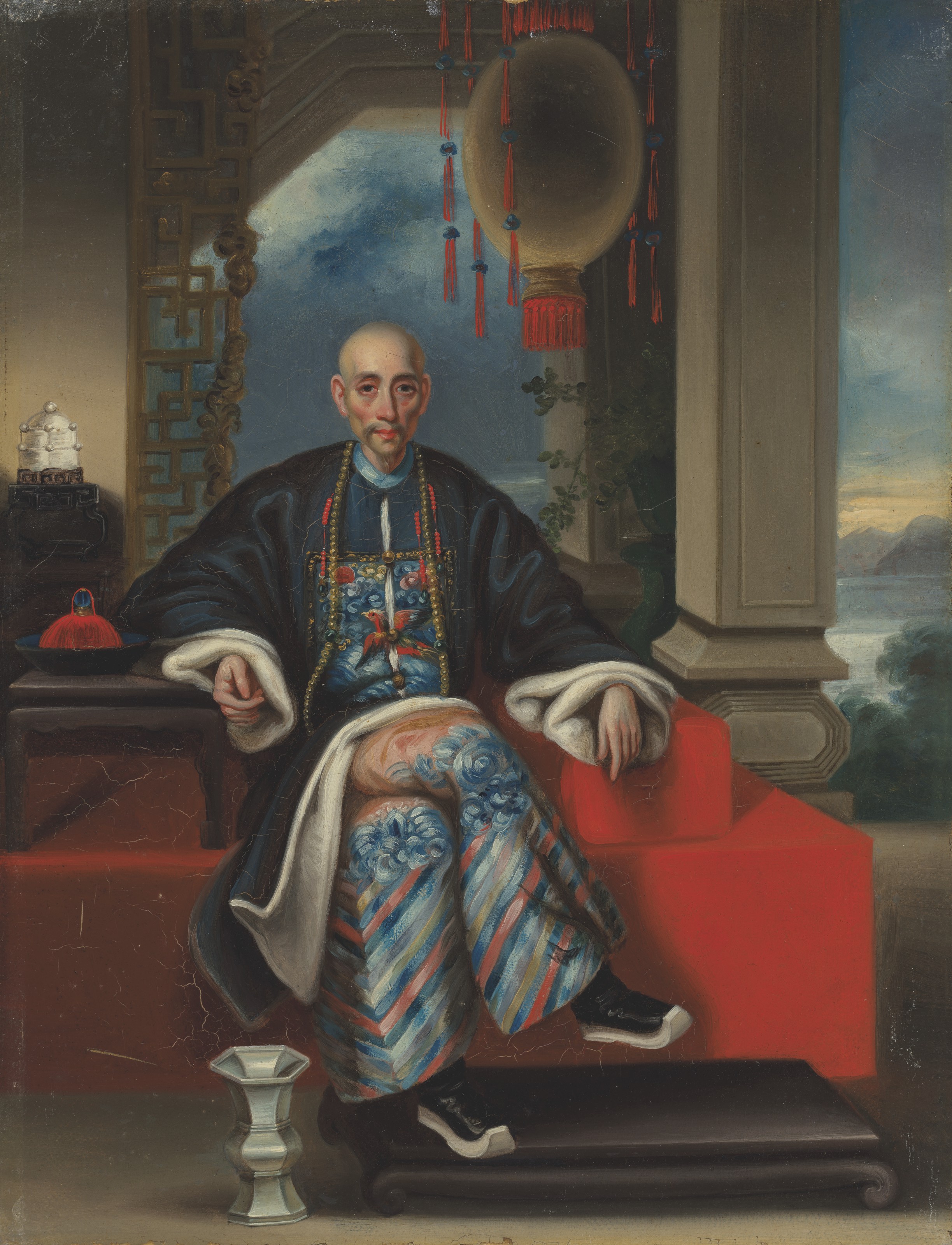 Studio of Tingqua (1809-1870), Portraits of Howqua and Mowqua, seated ...