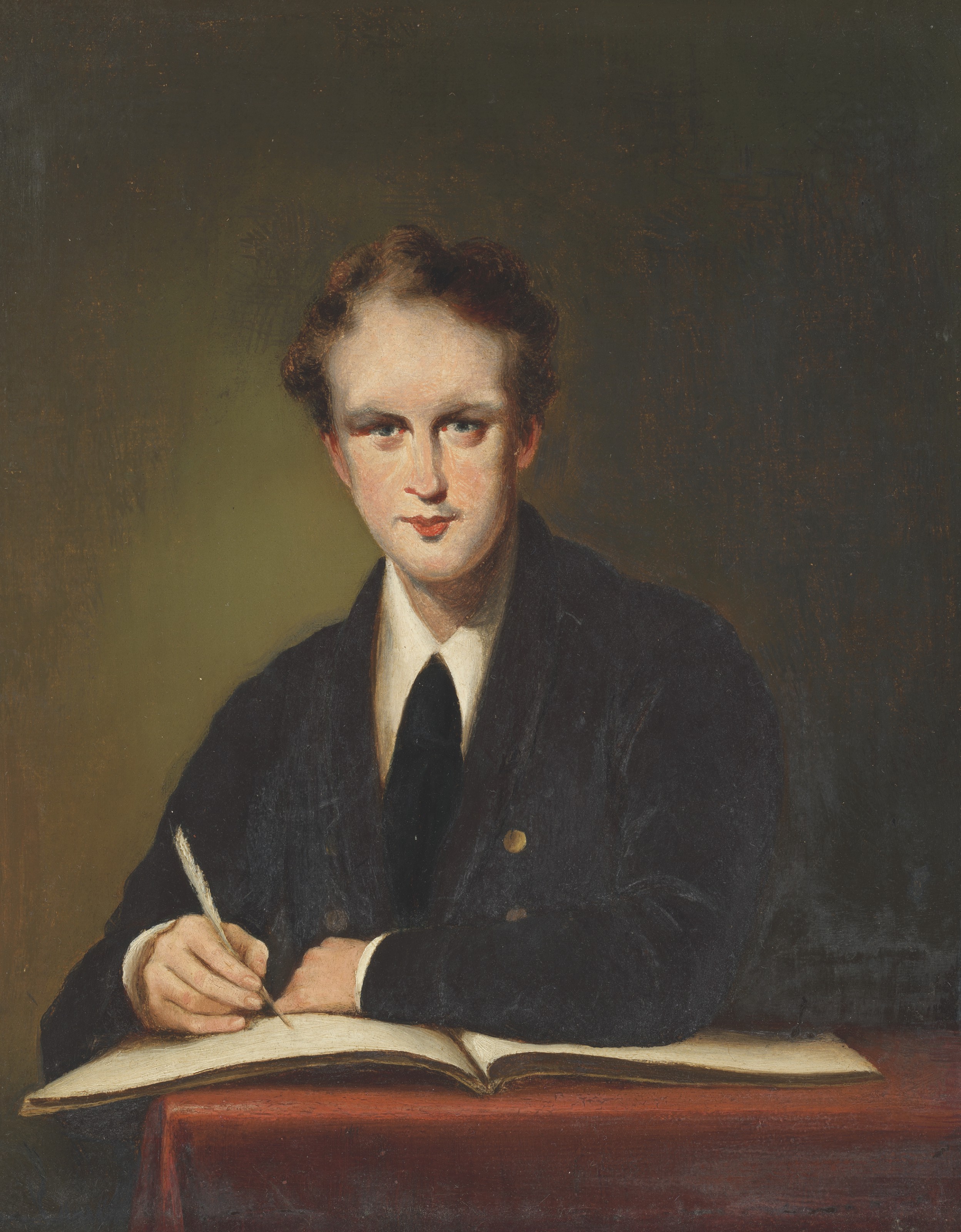 Follower of George Chinnery, Portrait of W. W. Wood, seated small half ...