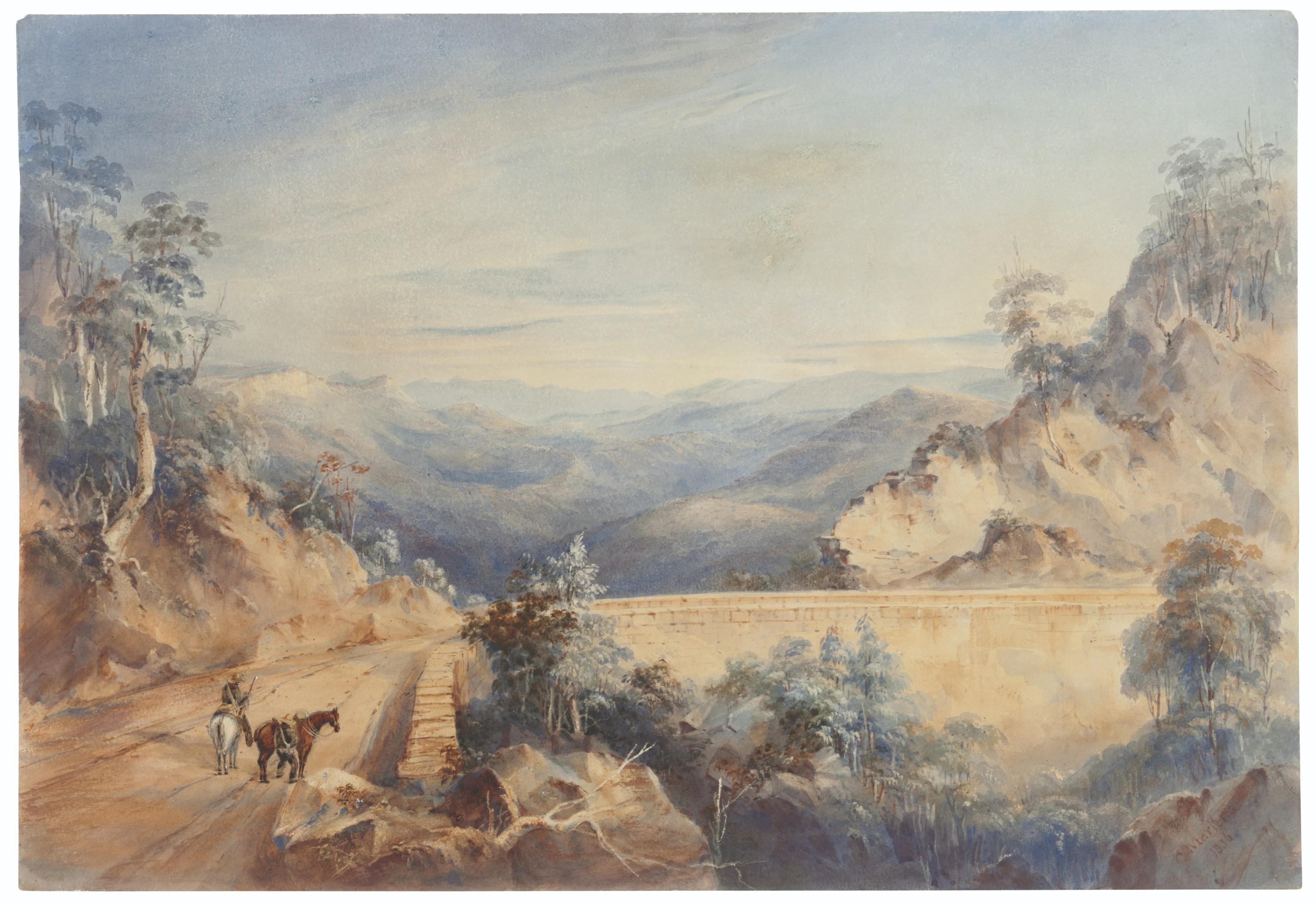 Conrad Martens (1801-1878), The Pass on Mount Victoria on the Bathurst ...