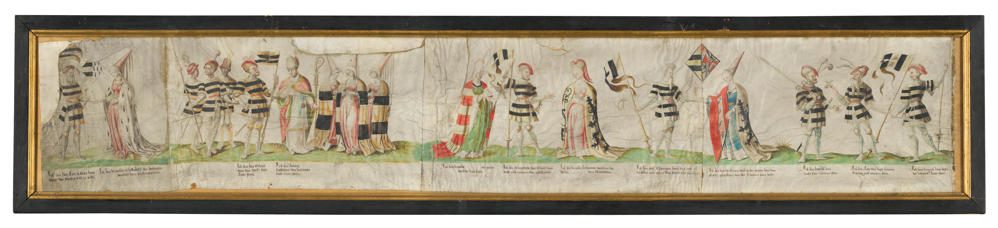 Anonymous Dutch artists, Genealogical roll, in middle Dutch, decorated ...