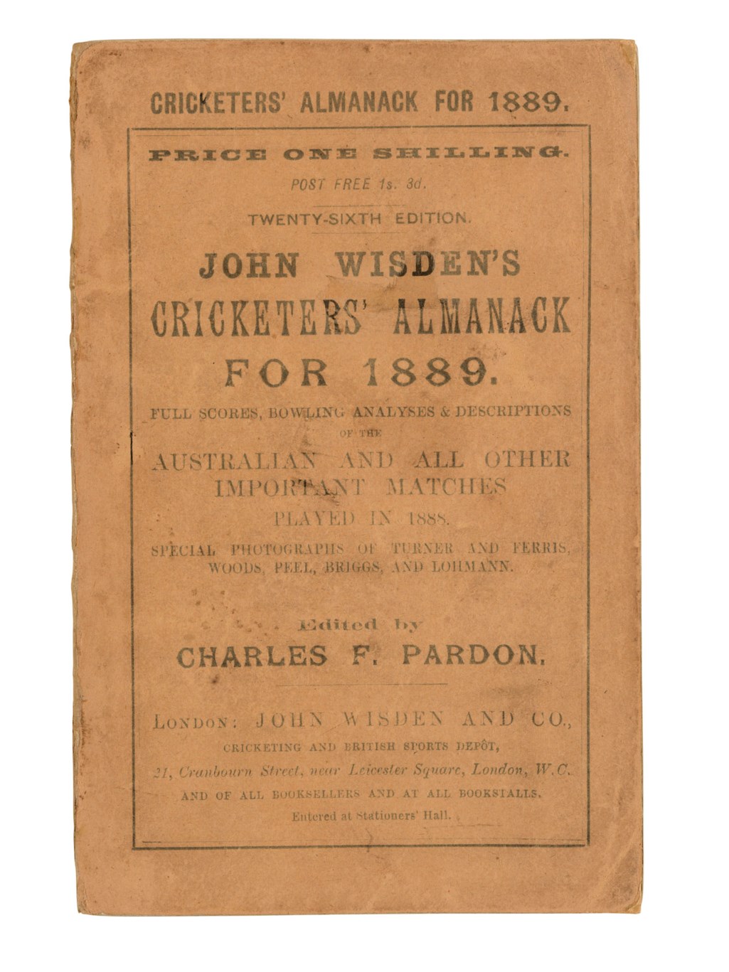 Wisden, Cricketers' Almanack for 1888 [-1891] | Christie’s