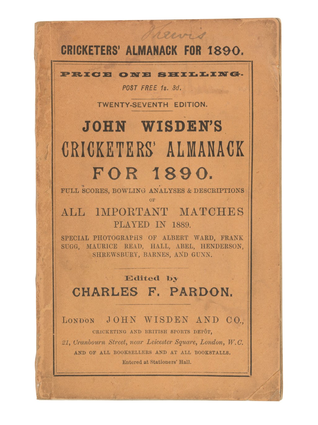 Wisden, Cricketers' Almanack for 1888 [-1891] | Christie’s