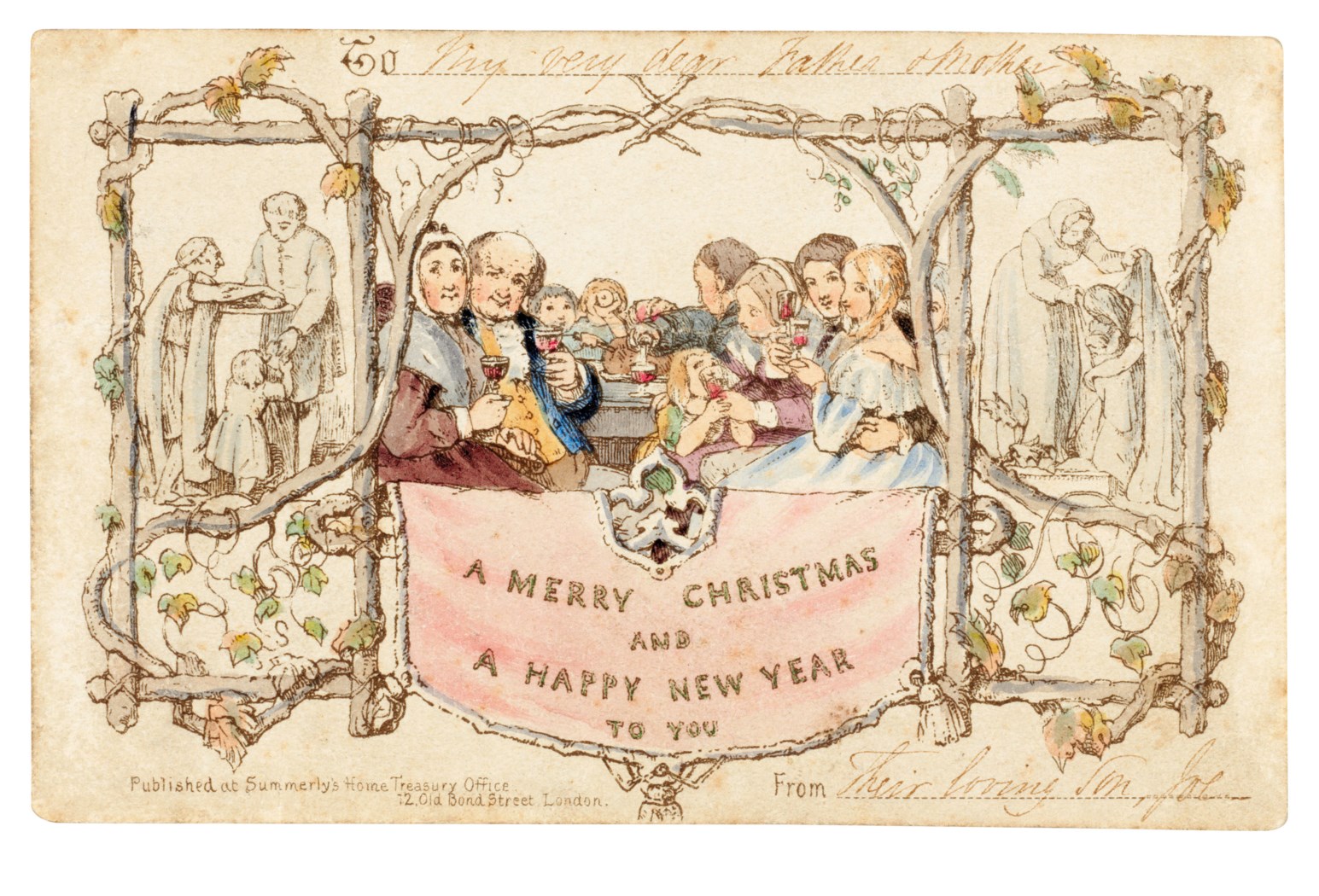 Henry Cole & John Calcott Horsley., The first Christmas card, 1843 ...