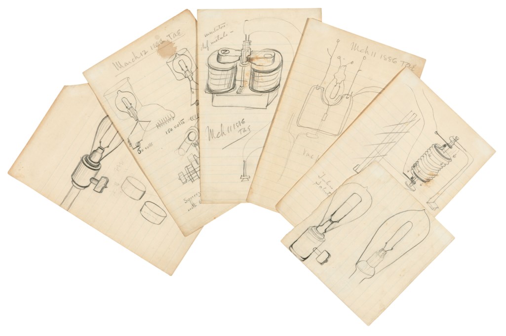 Edison works on his lightbulb, Thomas Edison. 1880-1886 | Christie’s