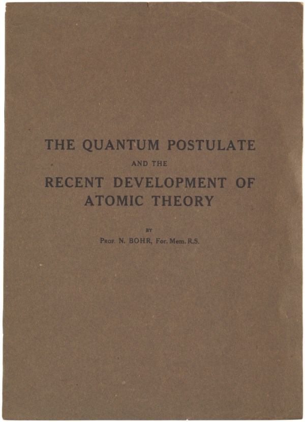 The complementarity principle, Niels Bohr. 14 April 1928 | Christie’s