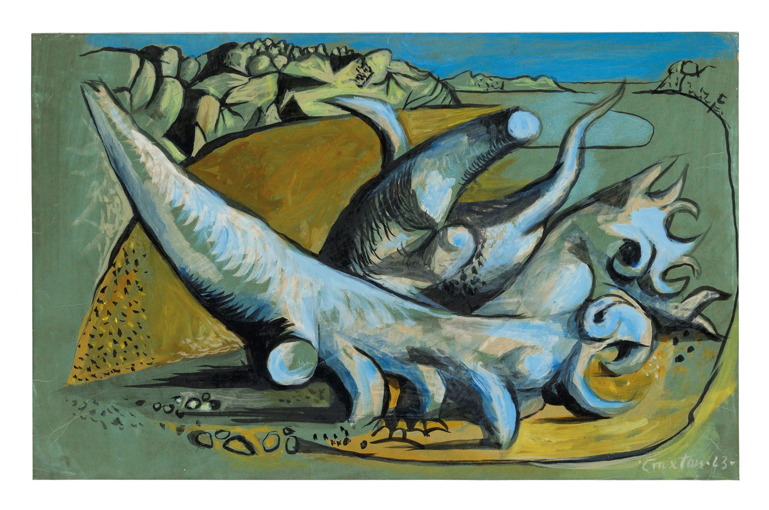 John Craxton, R.A. (1922-2009), Blue Tree Root in Welsh Estuary (Picton ...