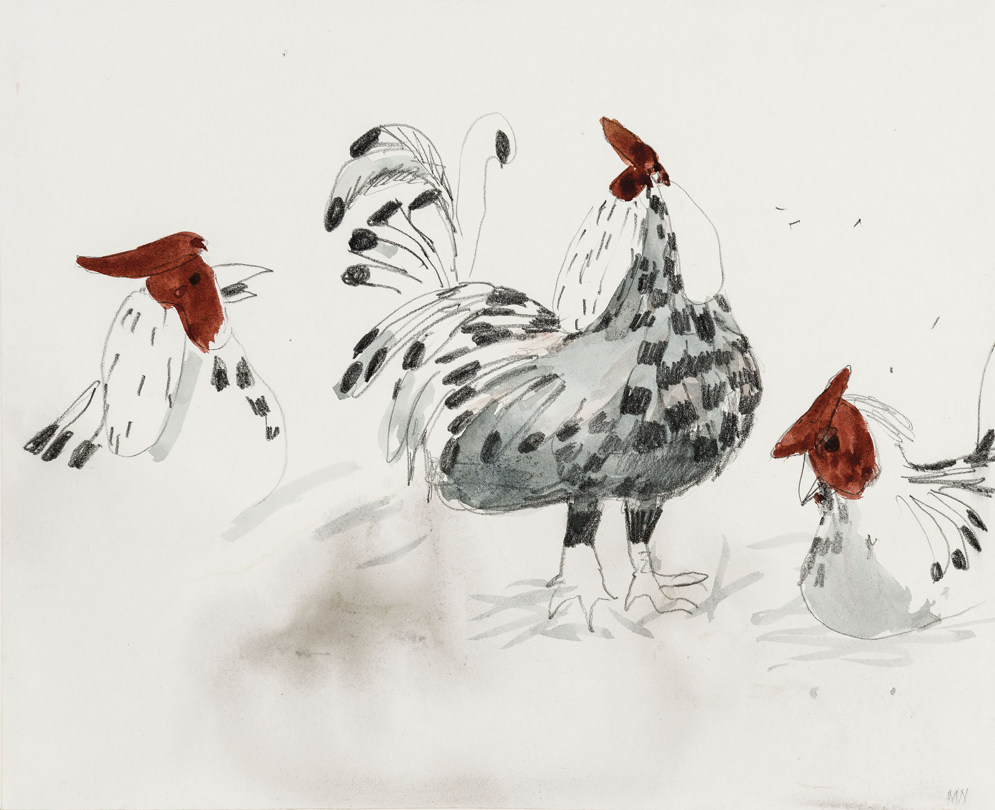 Mary Newcomb (1922-2008) , Three Cockerels | Christie's