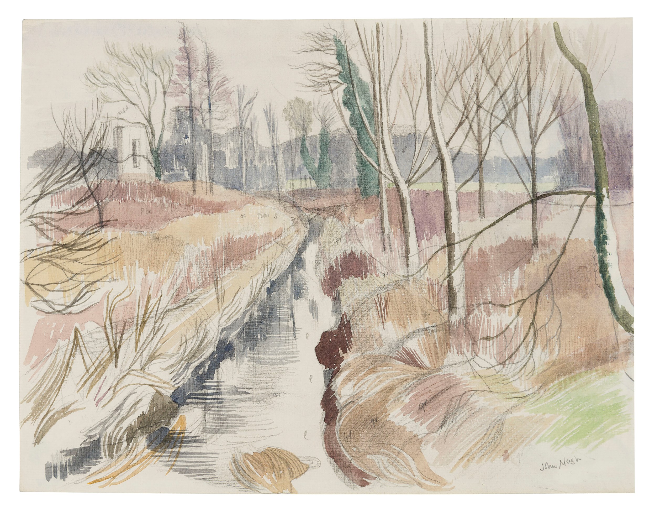 John Nash, R.A. (1893-1977), Landscape near Boxted | Christie's